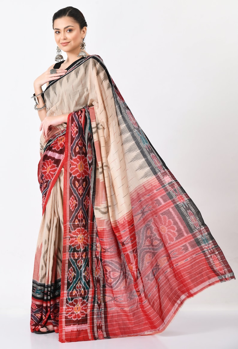 Buy Sambalpuri Ikkat Cotton Handloom Scot Dali Saree Gift for Her ...