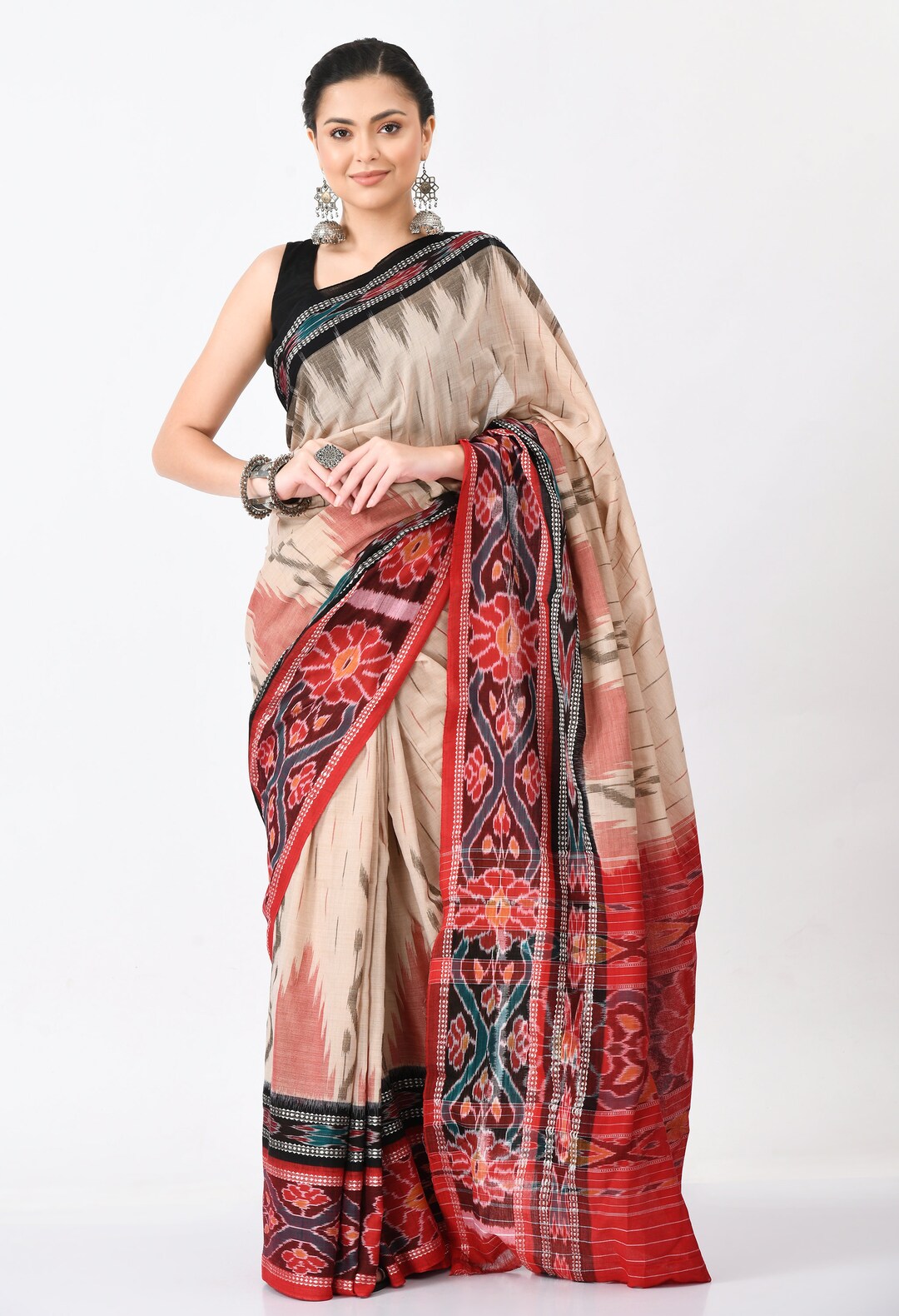 Buy Sambalpuri Ikkat Cotton Handloom Scot Dali Saree Gift for Her ...