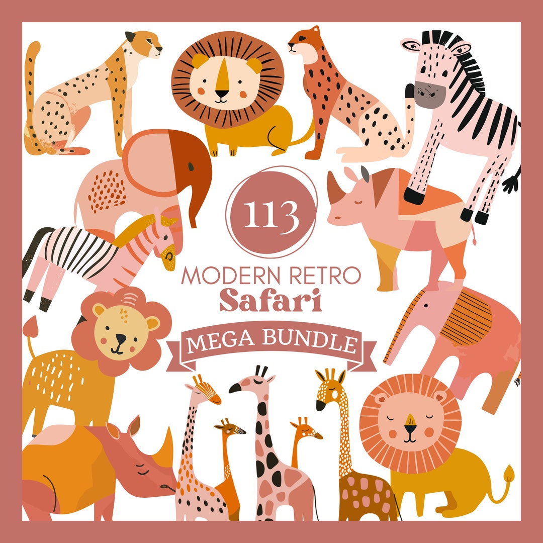 Safari Clipart Boho Safari Birthday Safari Baby Safari Nursery Mega ...