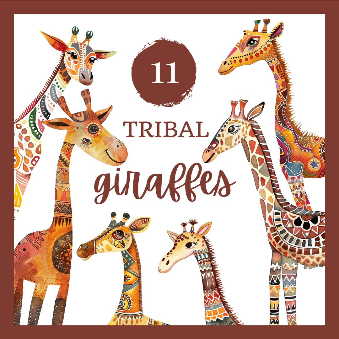 Cute Giraffe Safari Clipart Cute Safari Clipart Tribal Africa Clipart ...