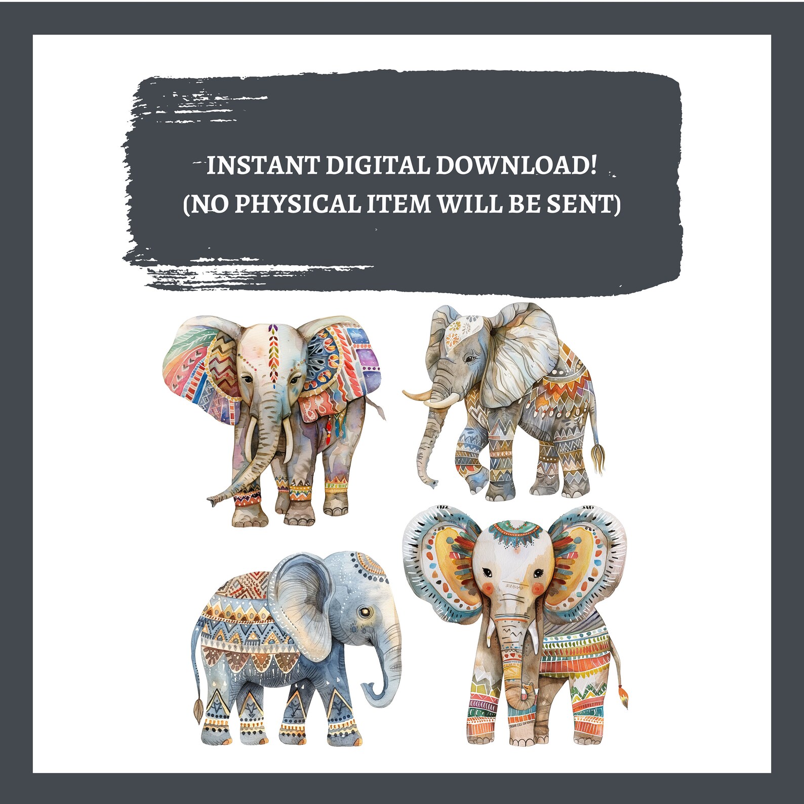 Cute Elephant Safari Clipart Cute Safari Clipart Tribal Africa Clipart ...