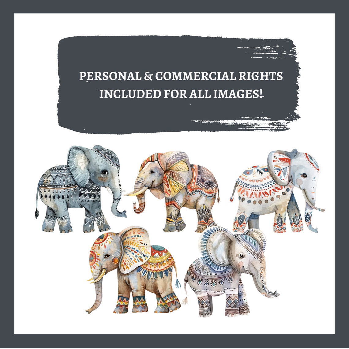 Cute Elephant Safari Clipart Cute Safari Clipart Tribal Africa Clipart ...