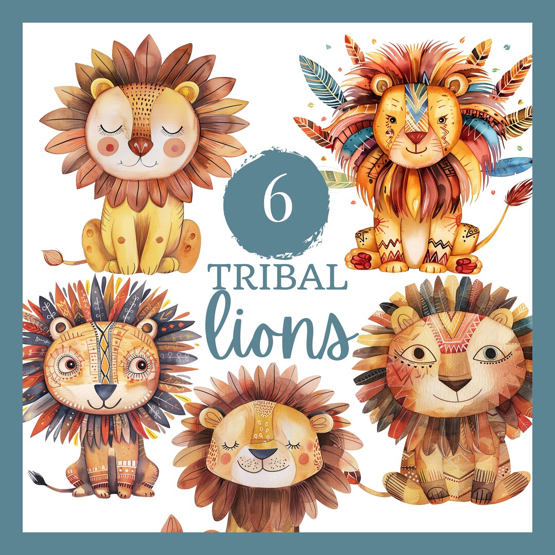 Cute Lion Safari Clipart Cute Safari Clipart Tribal Africa Clipart ...