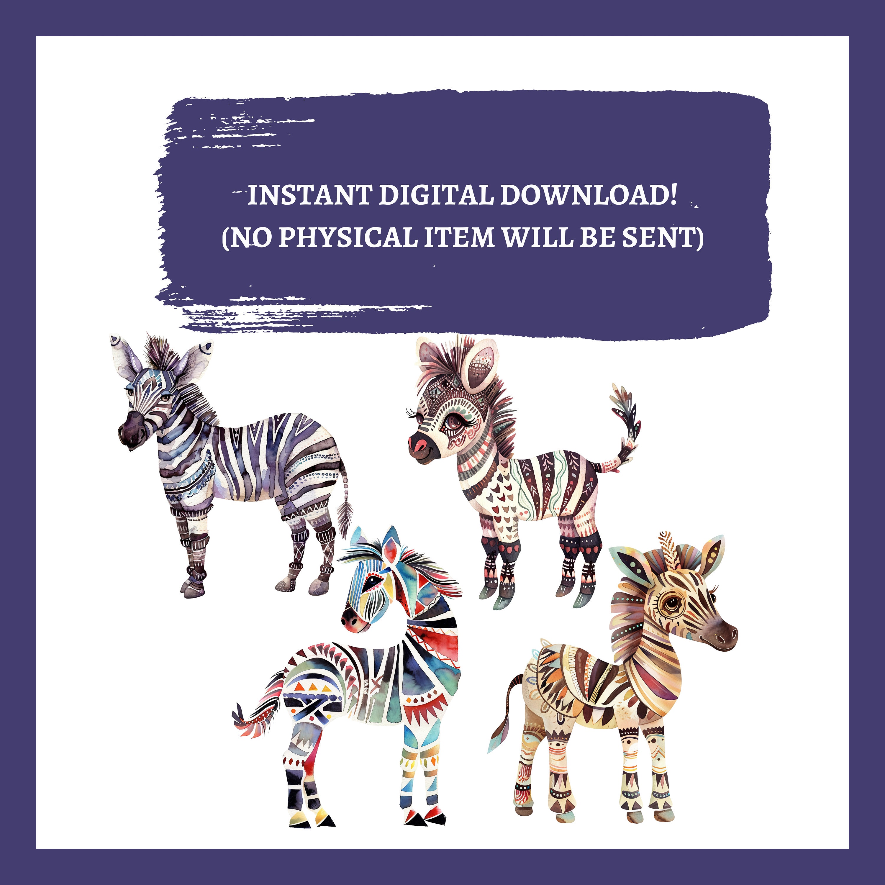 Cute Zebra Safari Clipart Cute Safari Clipart Tribal Africa Clipart ...
