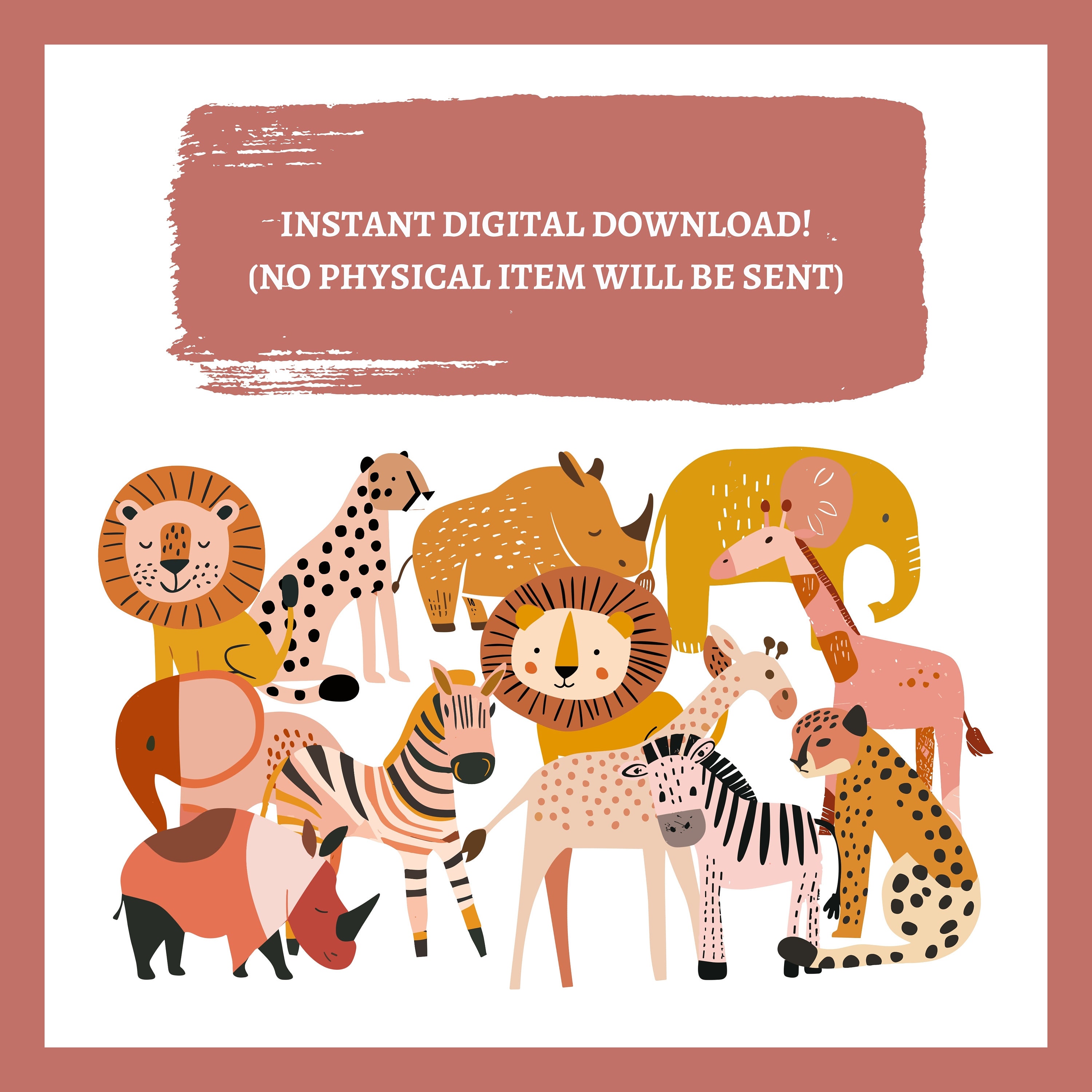 Safari Clipart Boho Safari Birthday Safari Baby Safari Nursery Mega ...