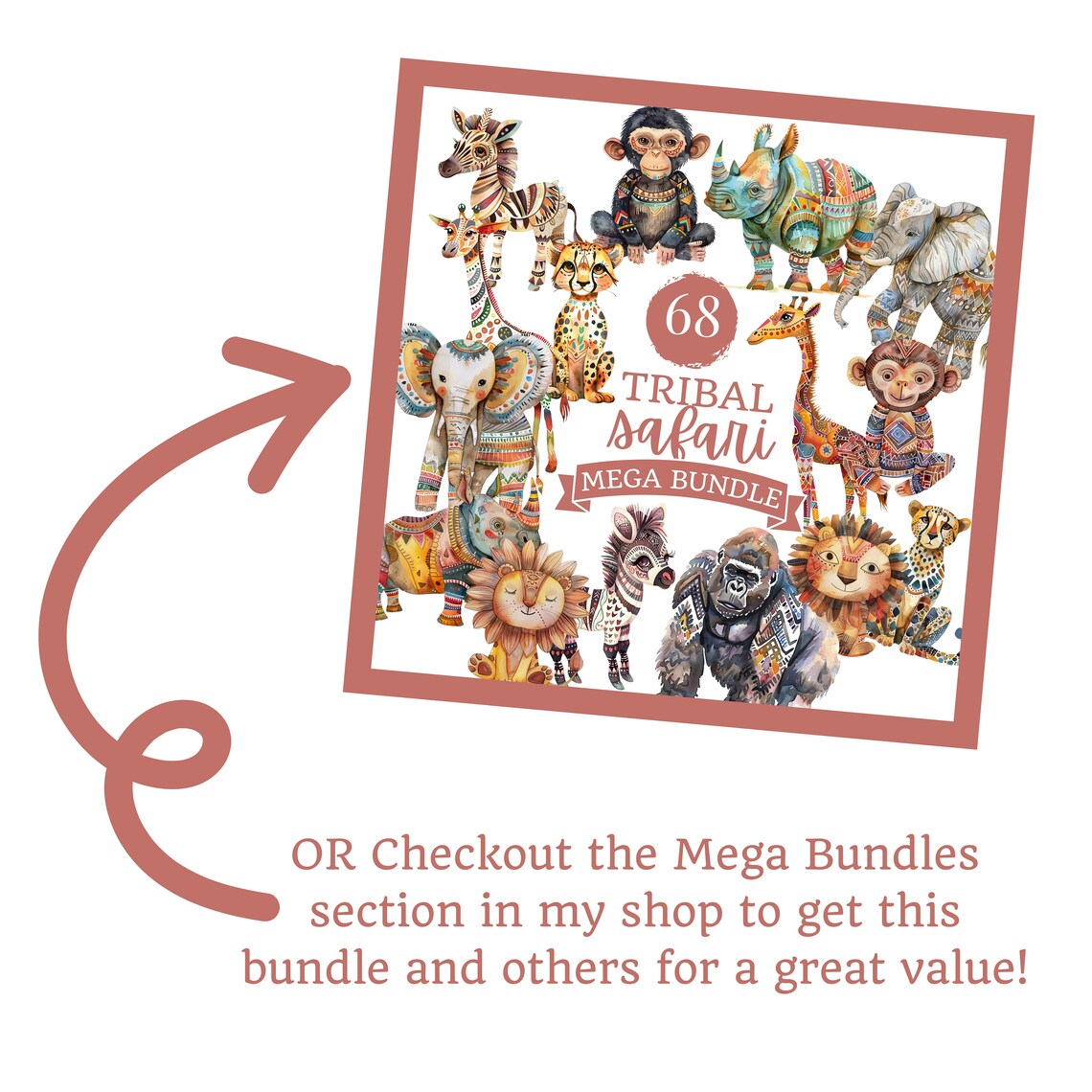 Cute Giraffe Safari Clipart Cute Safari Clipart Tribal Africa Clipart ...