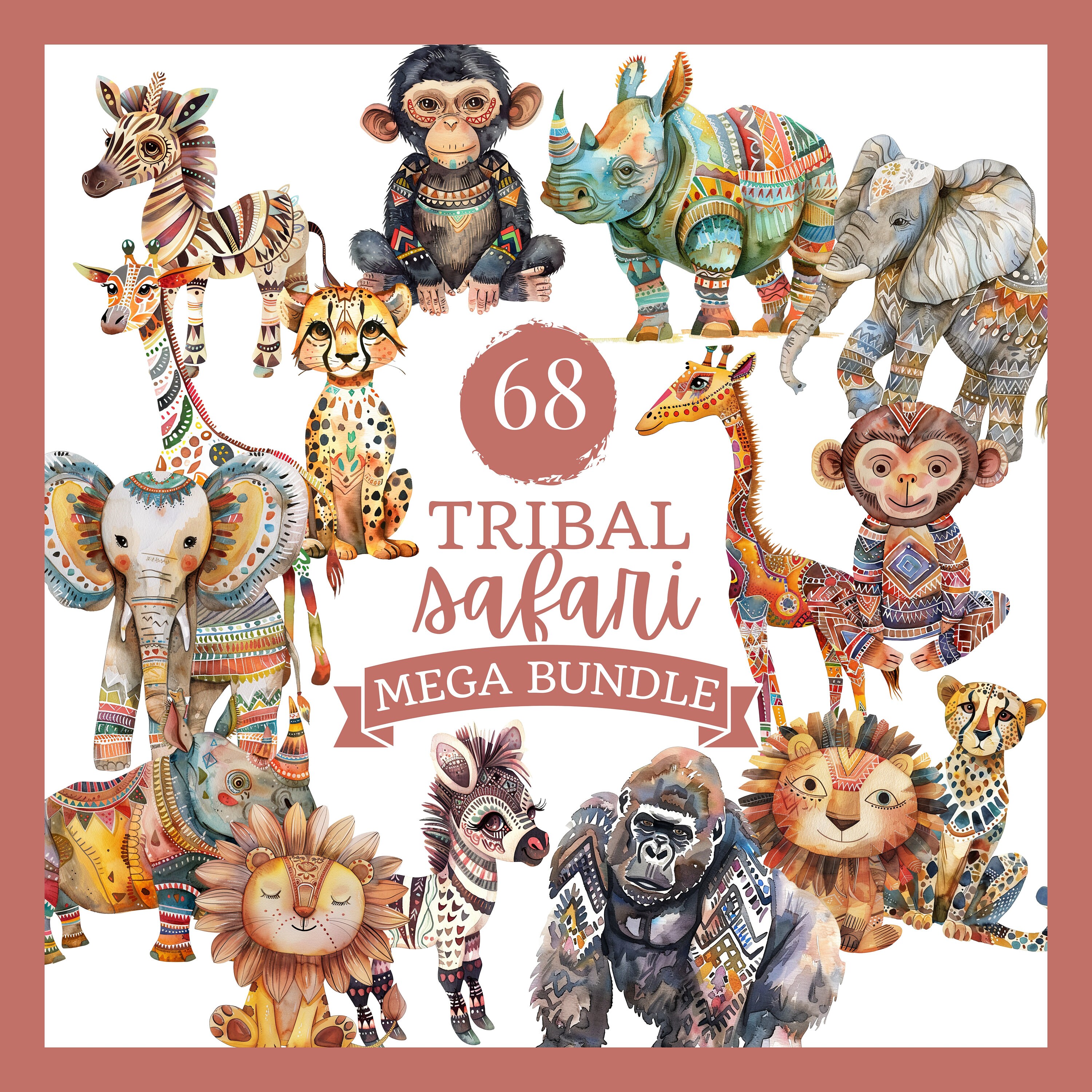 Cute Safari Clipart Cute Safari Clipart Tribal Africa Clipart Safari ...