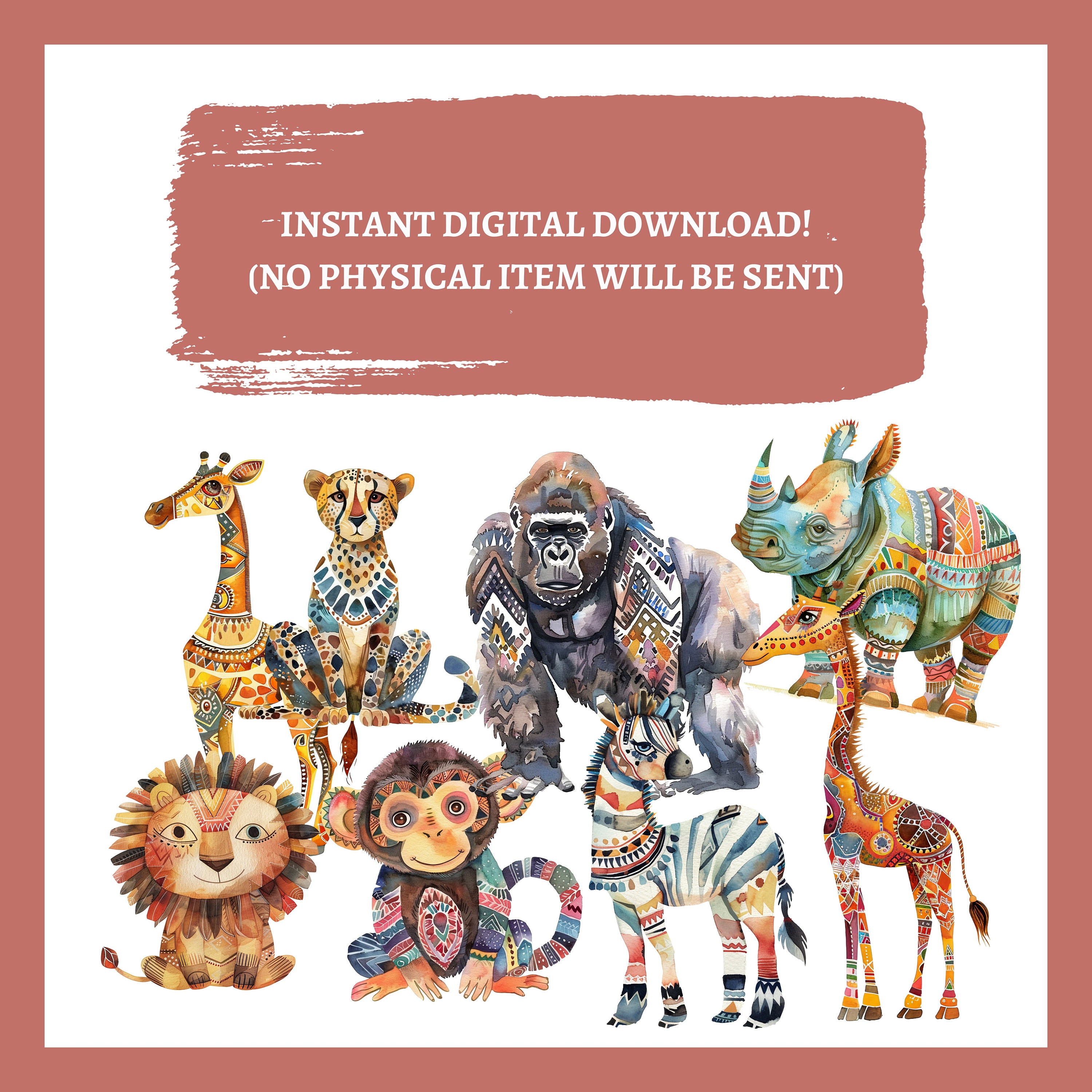 Cute Safari Clipart Cute Safari Clipart Tribal Africa Clipart Safari ...