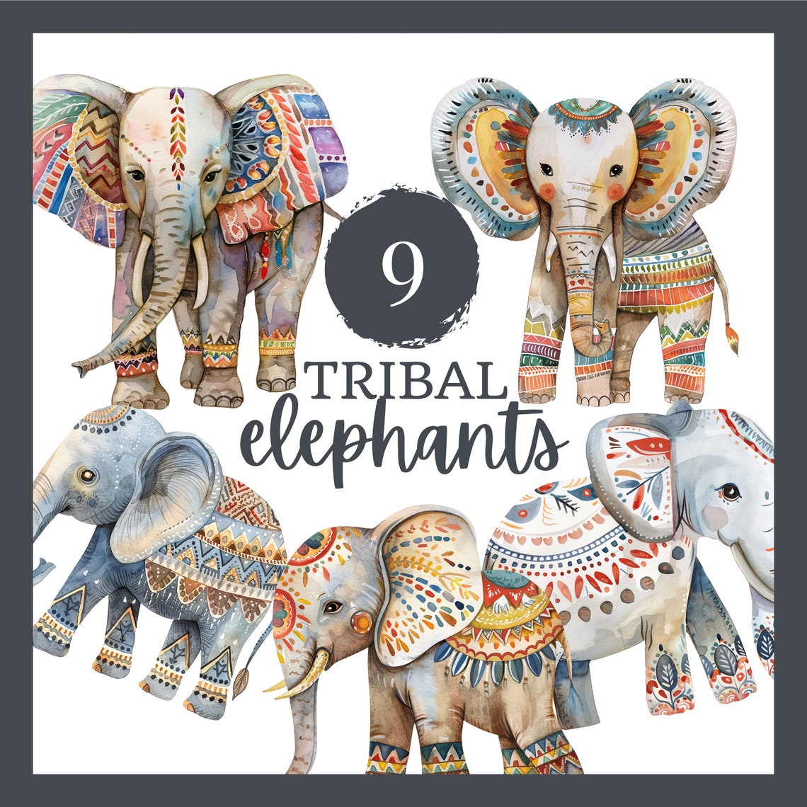Cute Elephant Safari Clipart Cute Safari Clipart Tribal Africa Clipart ...