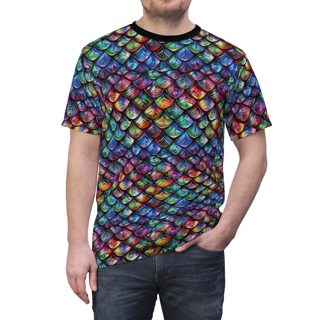 Rainbow Dragon Scale AOP Unisex Tee A Gift for Dragon Lovers s, M, L ...