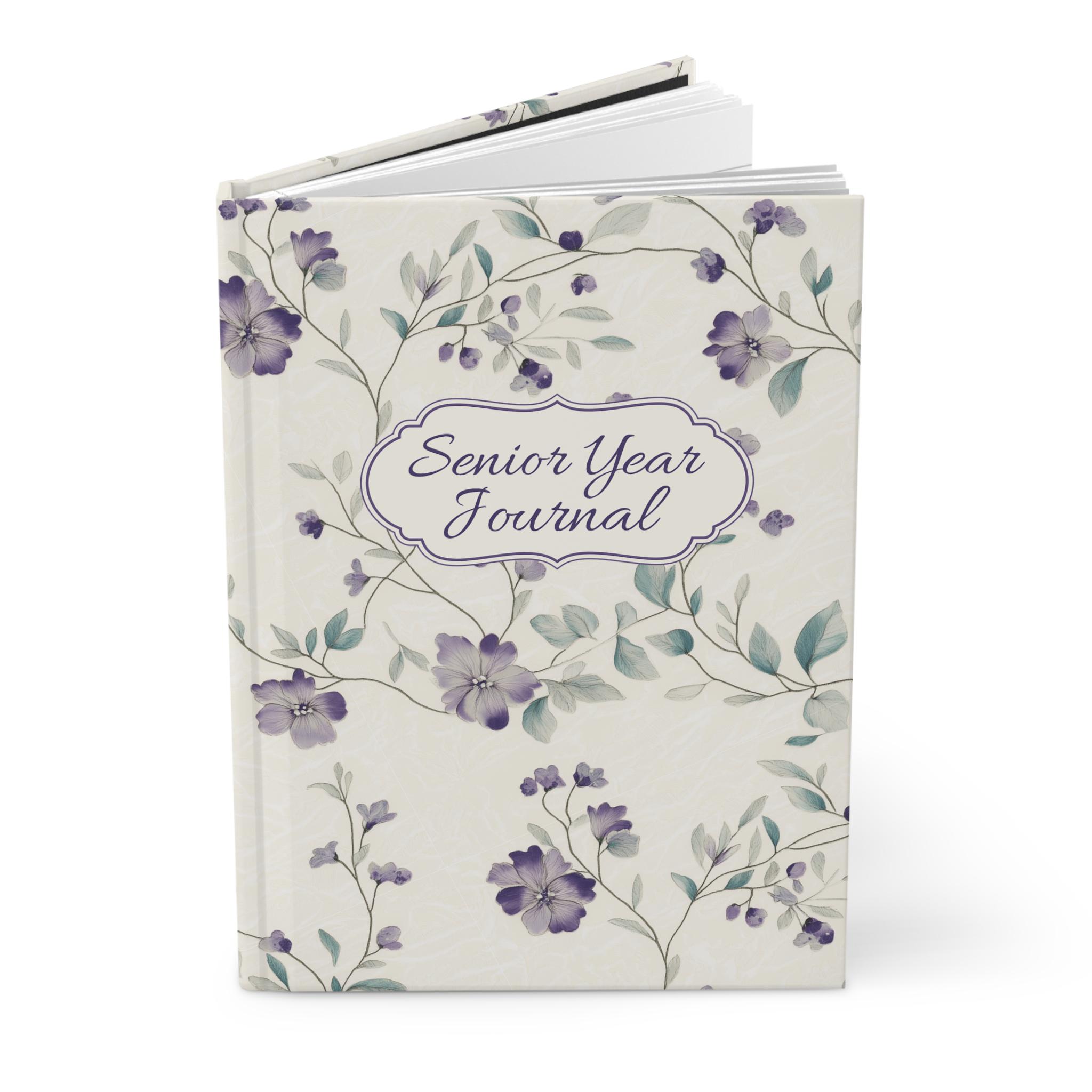 Customizable Floral Hardcover Journal: Embroidered Purple Flower Vines ...
