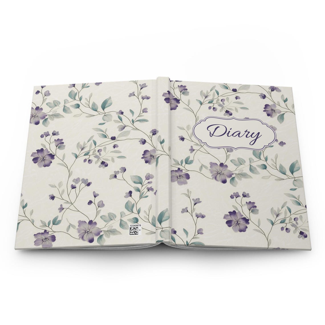 Customizable Floral Hardcover Journal: Embroidered Purple Flower Vines ...
