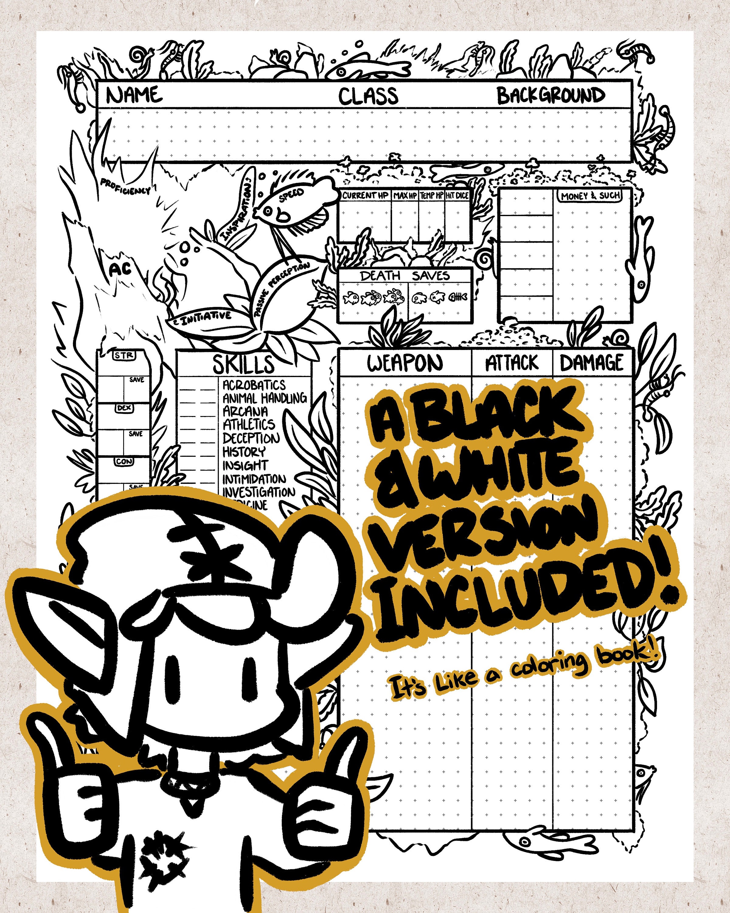 Roll for In-fish-itive! Dnd 5e Character Sheet - Etsy