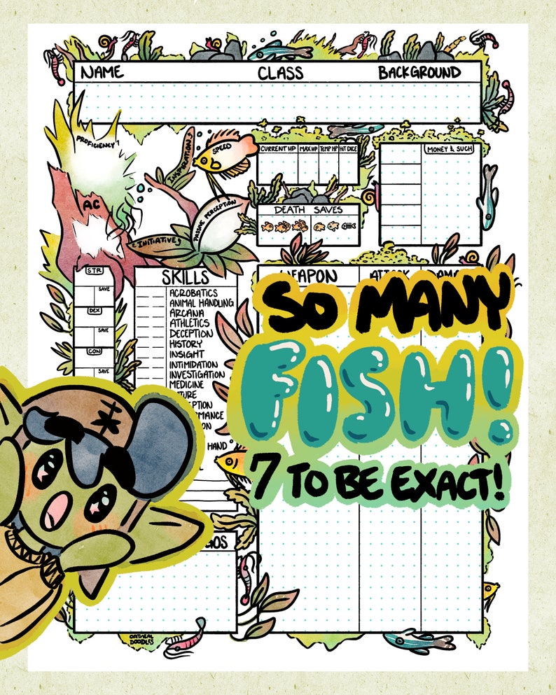 Roll for In-fish-itive! Dnd 5e Character Sheet - Etsy