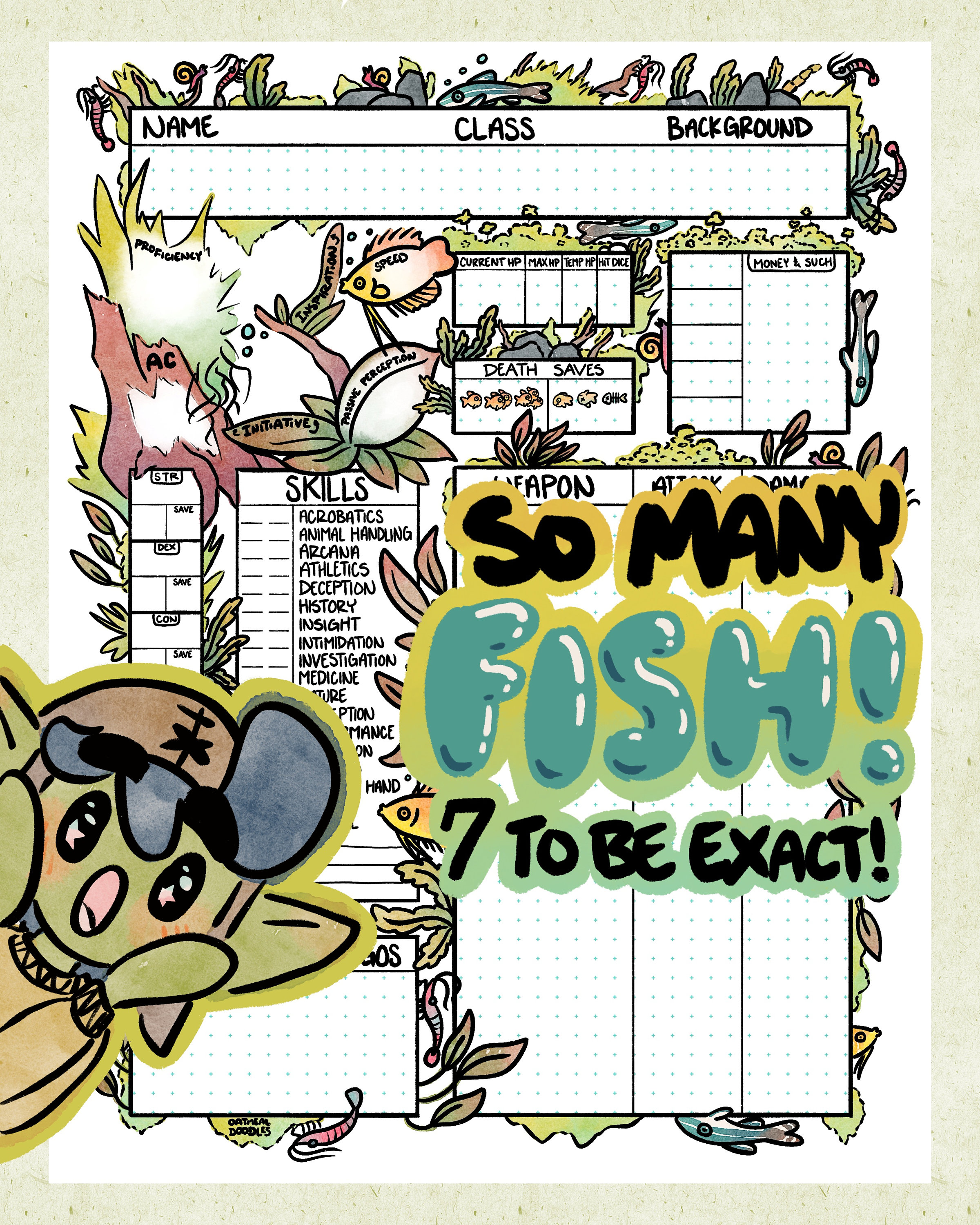 Roll for In-fish-itive! Dnd 5e Character Sheet - Etsy