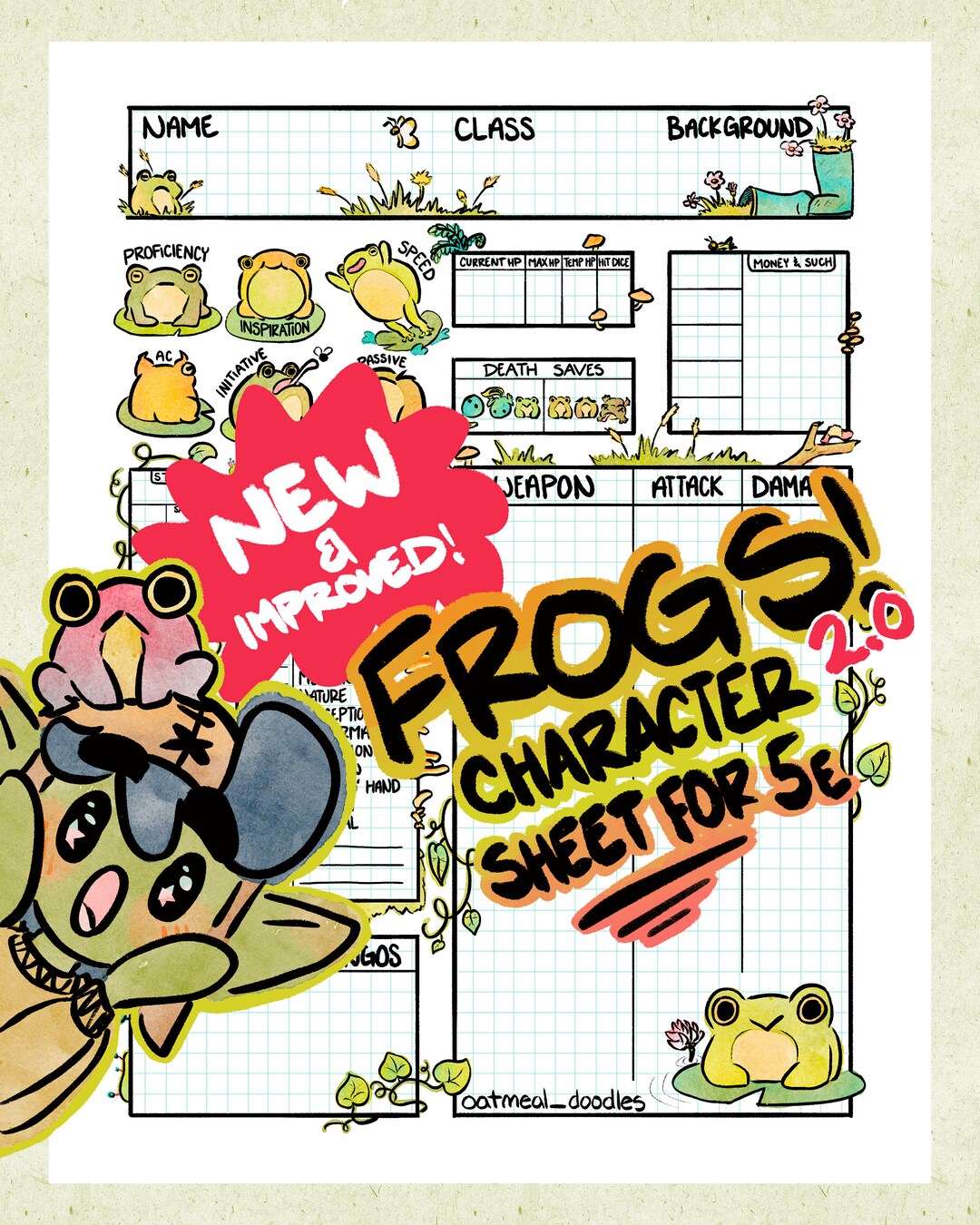 Frog Pond: Dnd 5e Character Sheet - Etsy New Zealand