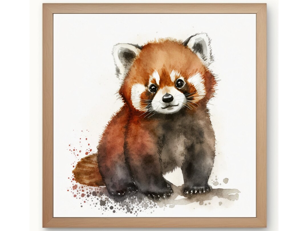 Red Panda Digital Art Print Baby Animal Nursery Wall Art Poster Cute ...