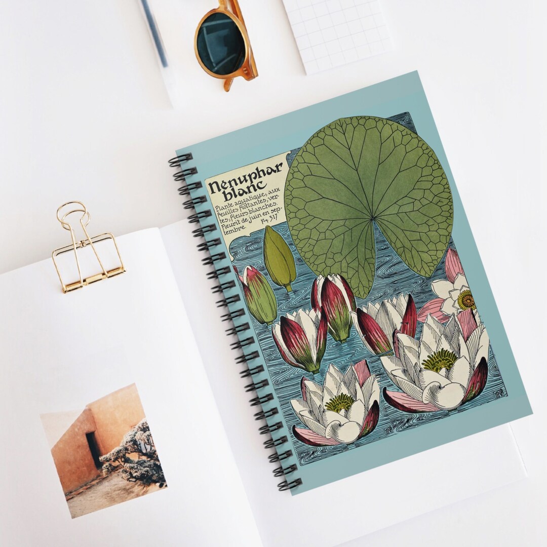 White Lotus Lily Notebook Floral Lily Notebook Art Nouveau - Etsy