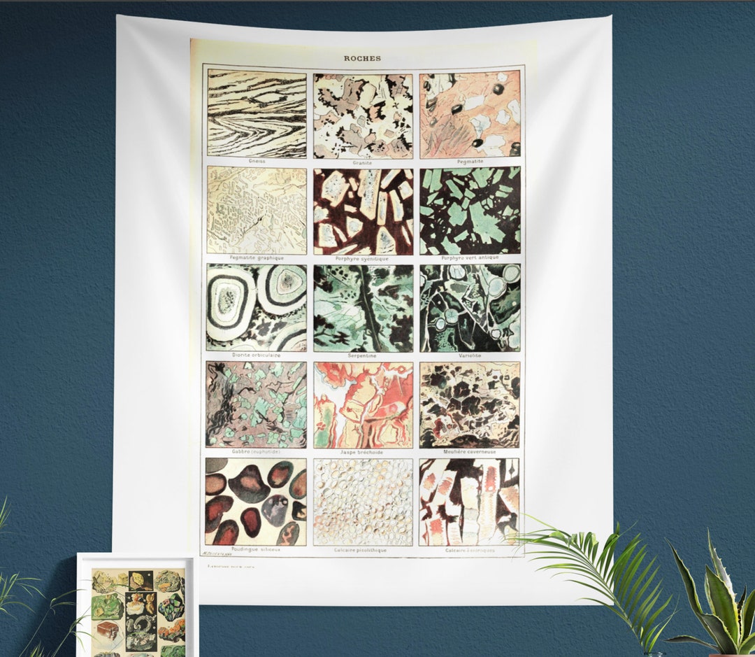 Rocks Geology Wall Decor Roches Crystals Mineralogie Tapestry Wall Art ...