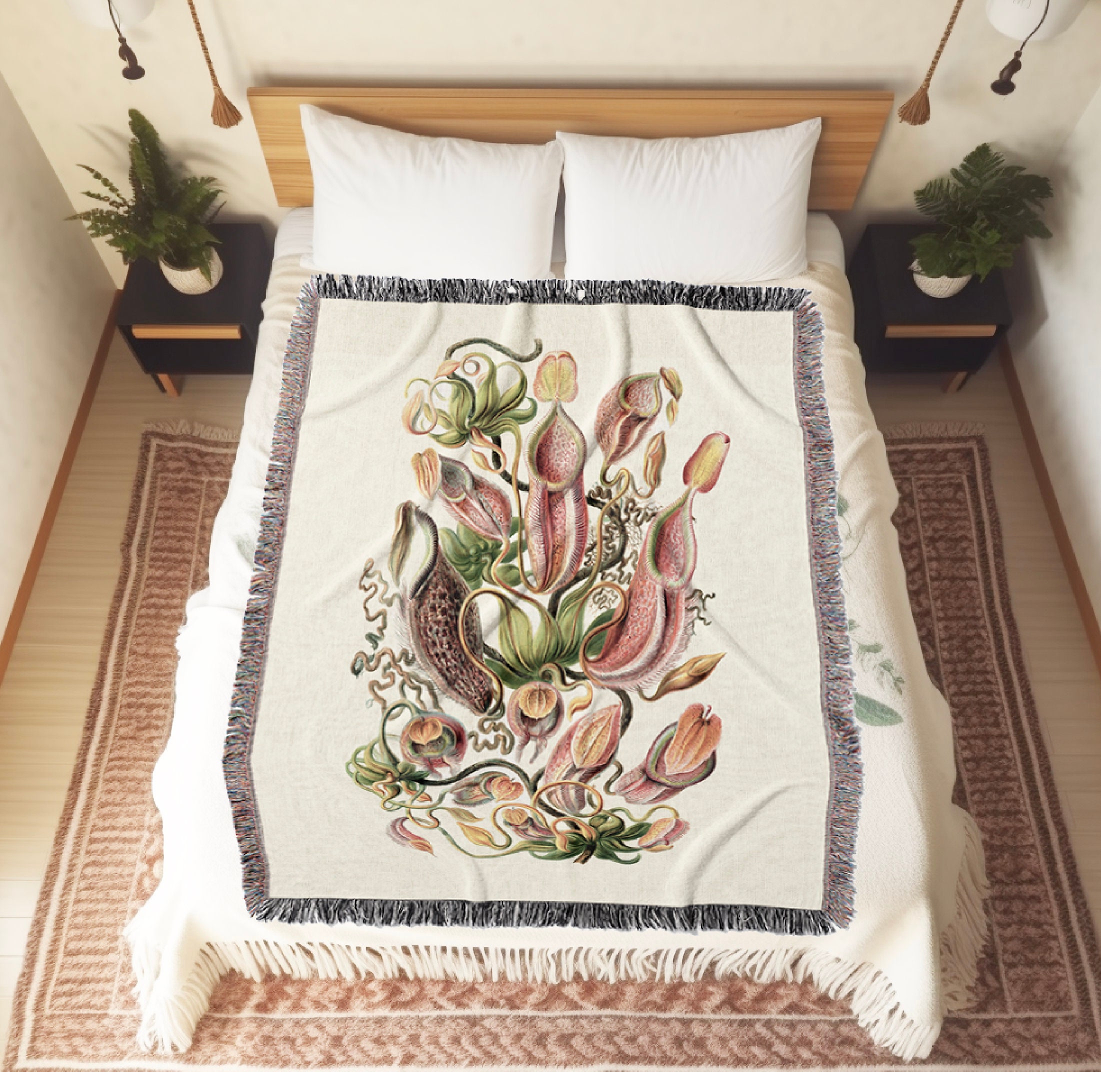 Nepenthes Pitcher Plant Throw / Blanket / Wall Art Gift for Carnivorous ...