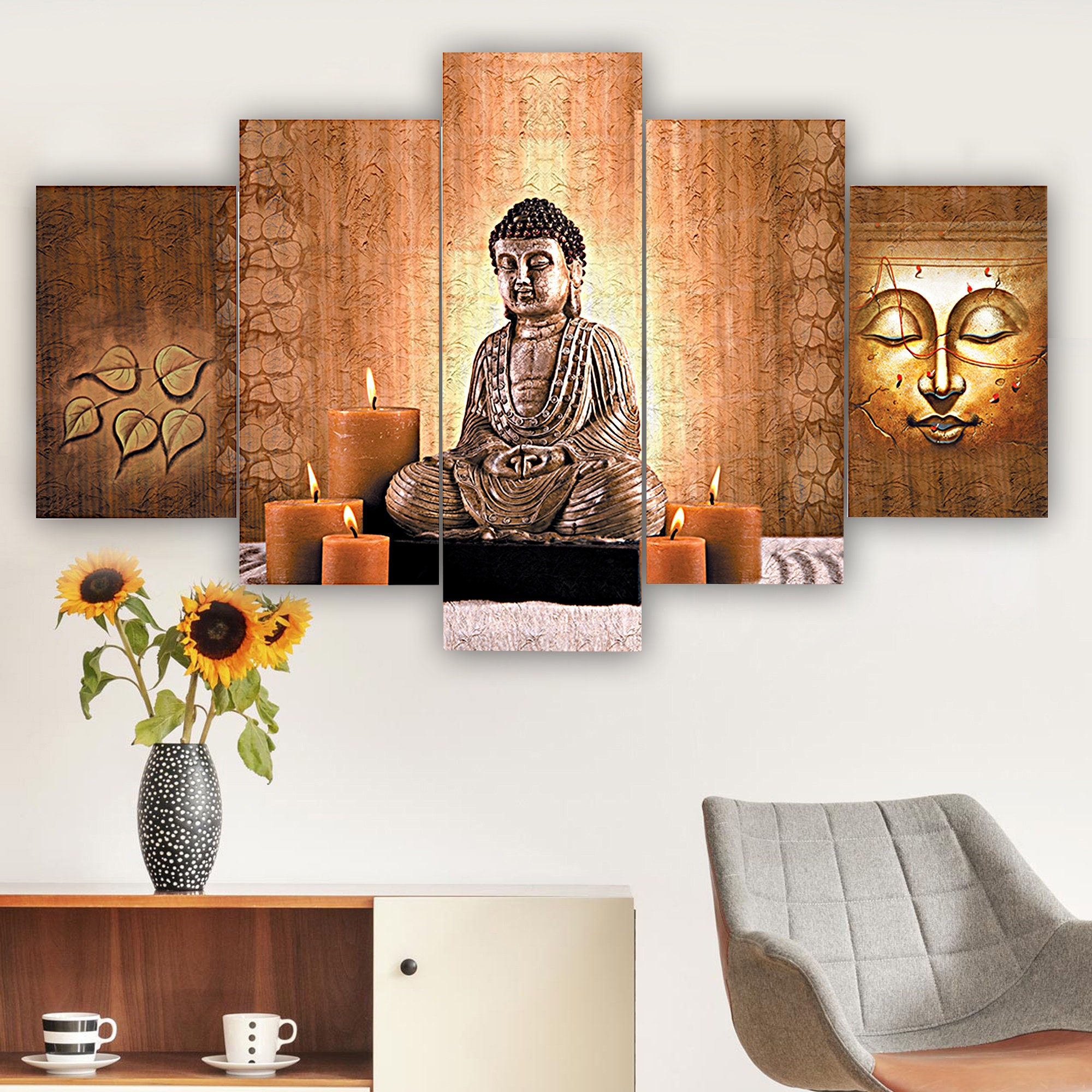 Buddha Framed Wall Painting Set of Five for Home Decoration - Etsy