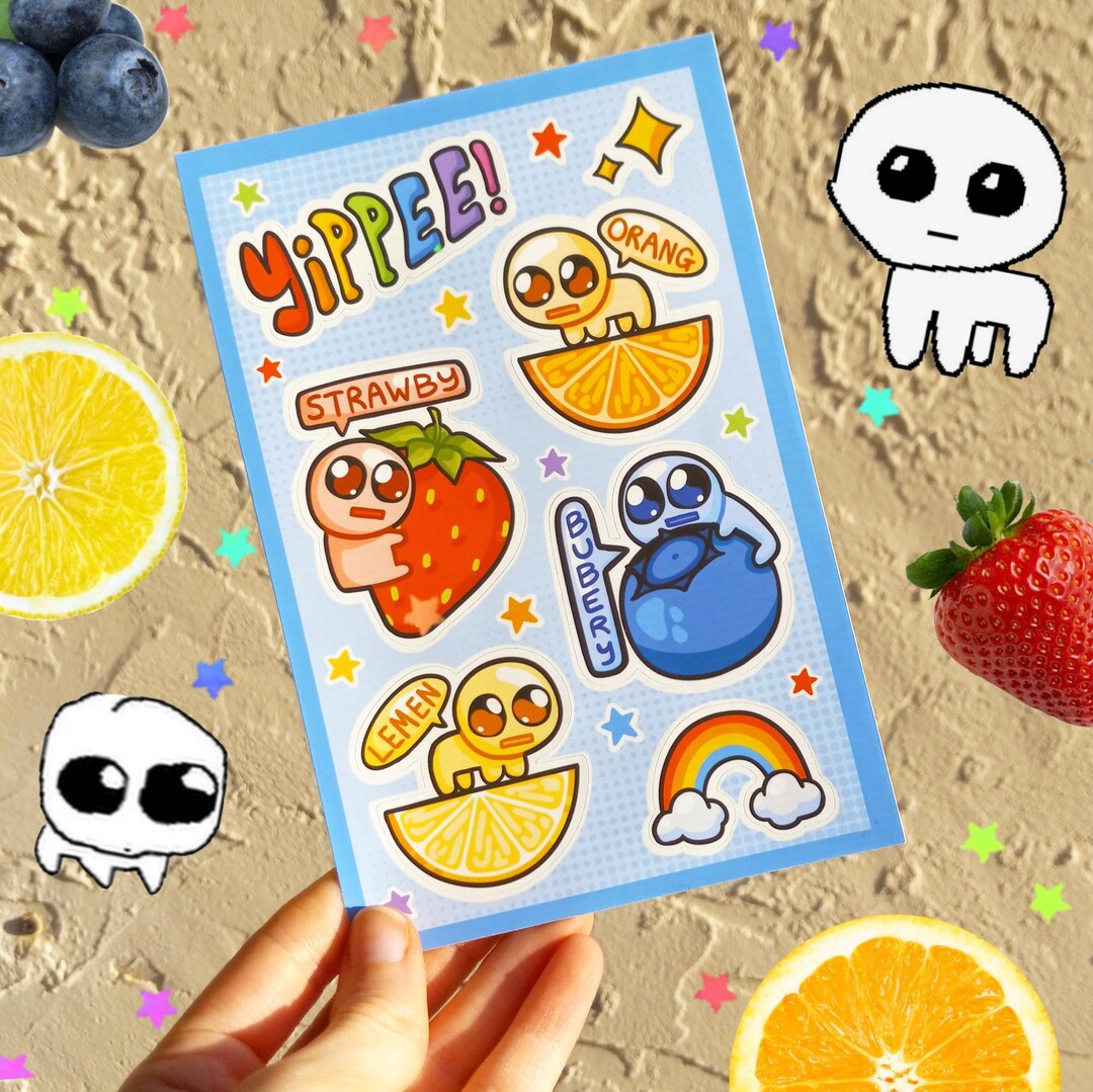 YIPPEE Creature Fruit Sticker Sheet TBH Autism Creature, Cute Fruit ...