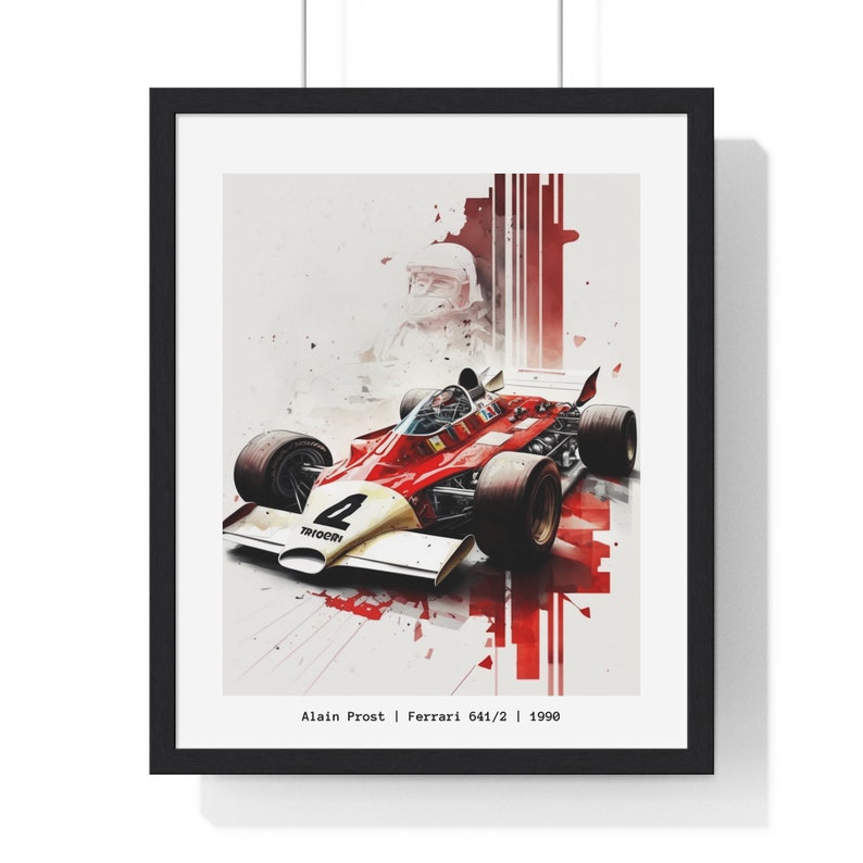 Alain Prost Vintage 1990 F1 Car Poster Print | Ferrari 641/2 | Wall Art ...