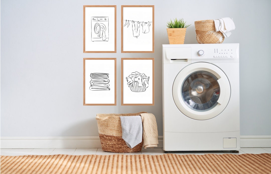 Set of 4 Laundry Room Posters - Laundry Care - Washing Machine Poster ...
