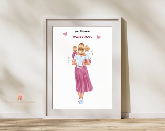 Personalized Mother's Day Poster - Mom and Babies Family Portrait ...