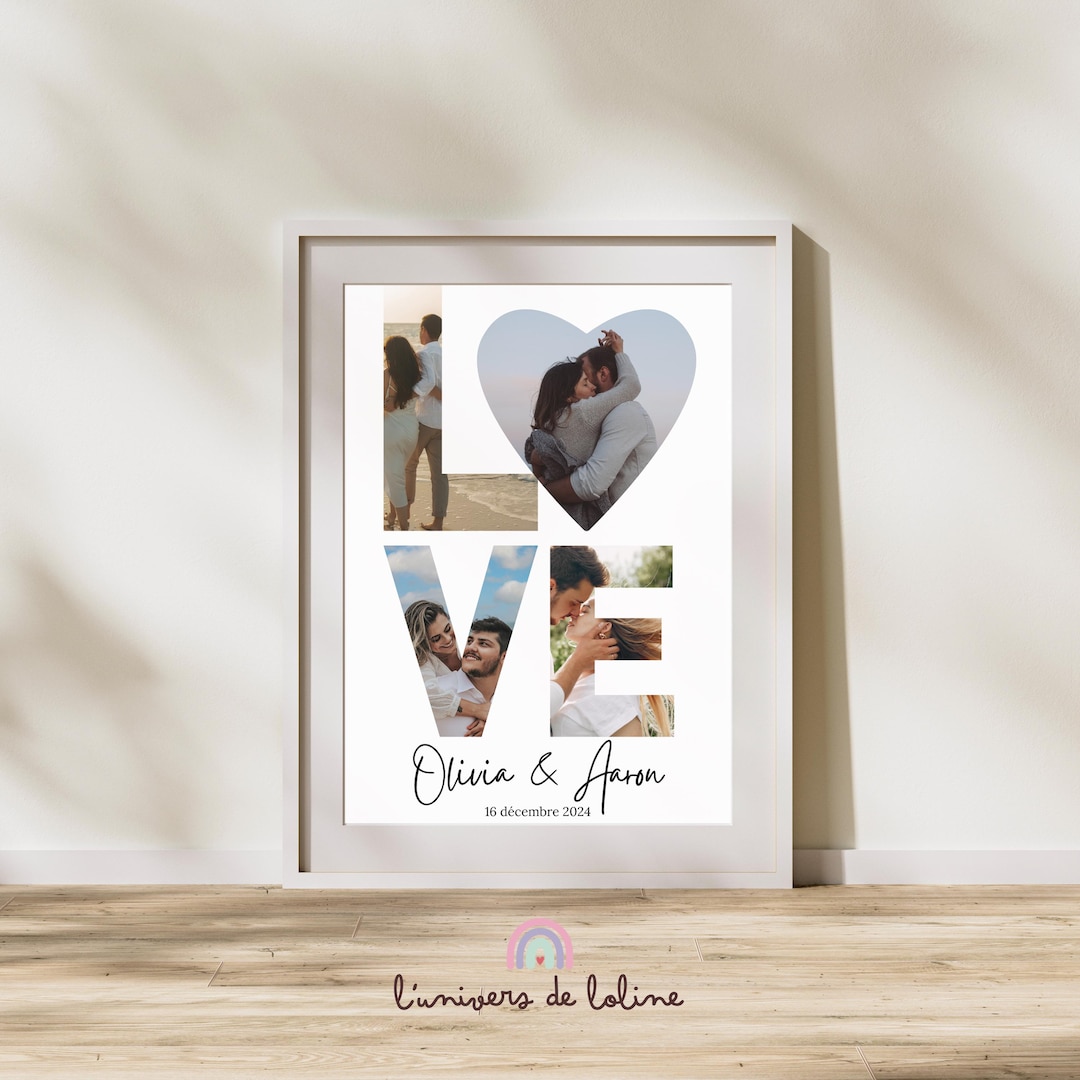 Personalized LOVE Poster With Photos Couple Poster Valentine's Day Gift ...