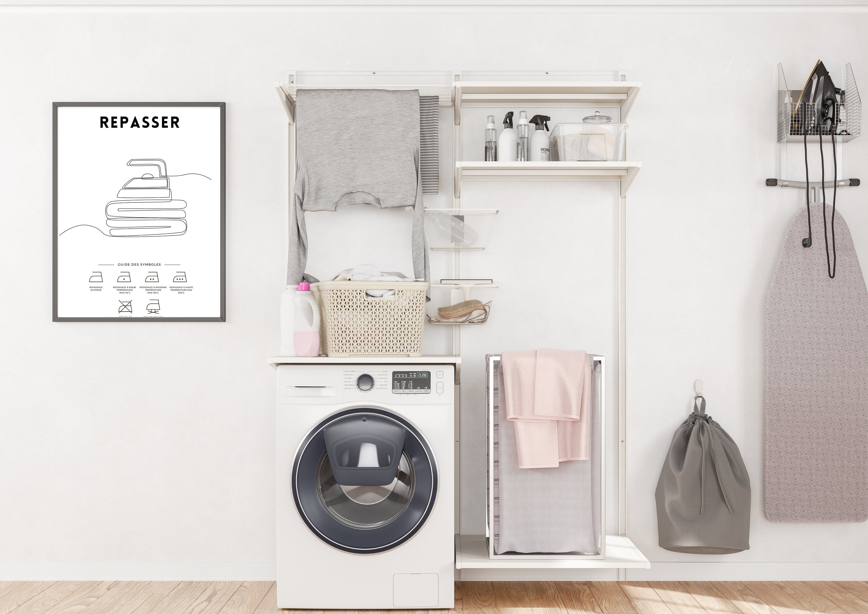 Lot de 3 affiches pour buanderie entretien du linge affiche laver ...
