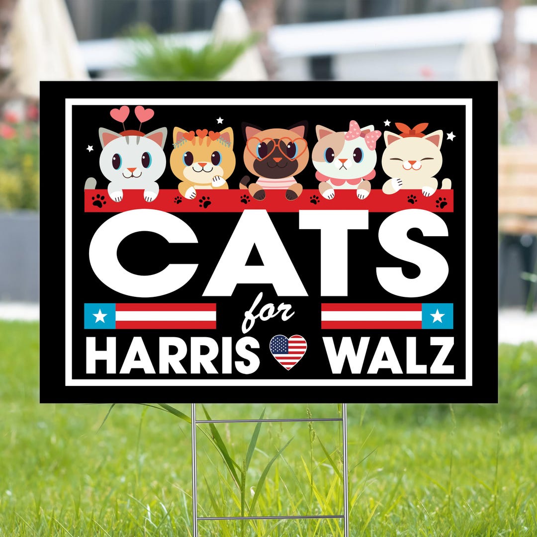 Cats for Harris Walz 2024 Yard Sign, Harris Walz Obviously Lawn Sign ...