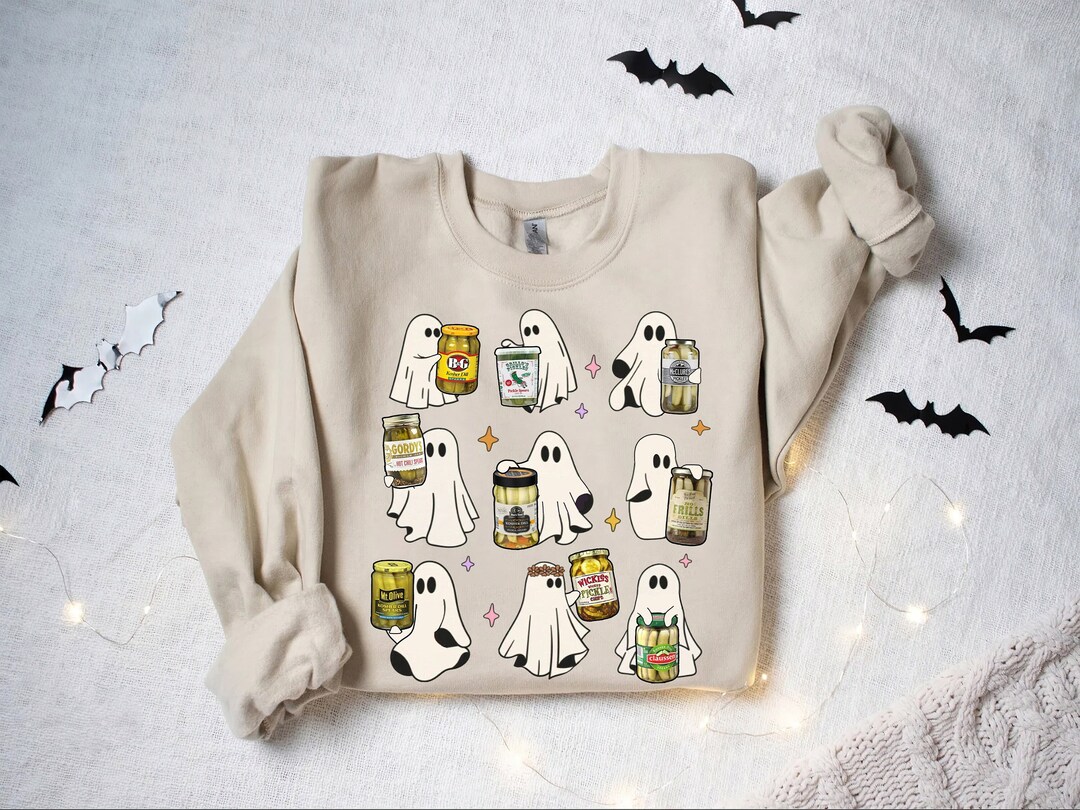 Ghost Canned Pickles Sweatshirt, Cute Ghost Sweater, Pickle Jar Shirt ...