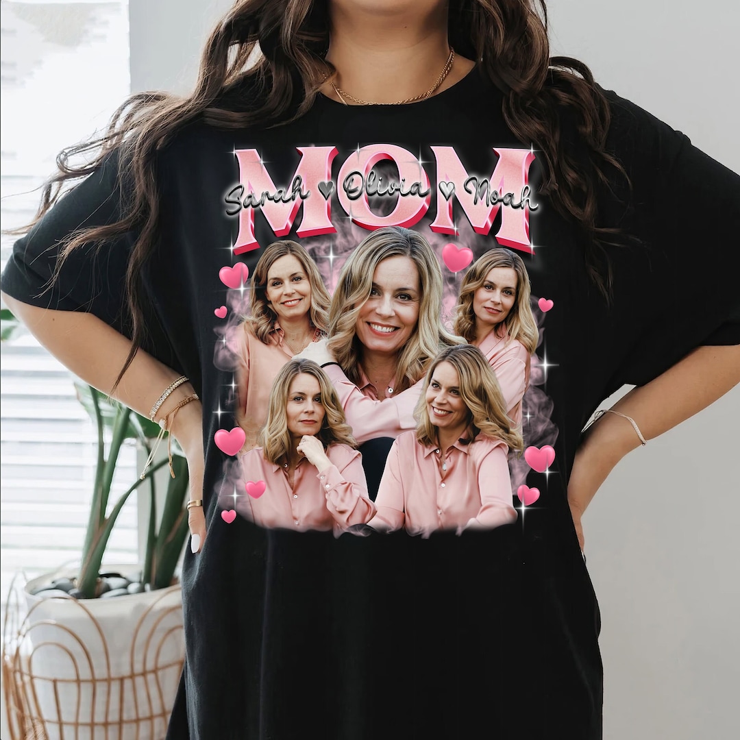 Custom Photo Vintage Mom T Shirt, Custom Shirt With Mom Face, Mom Shirt ...