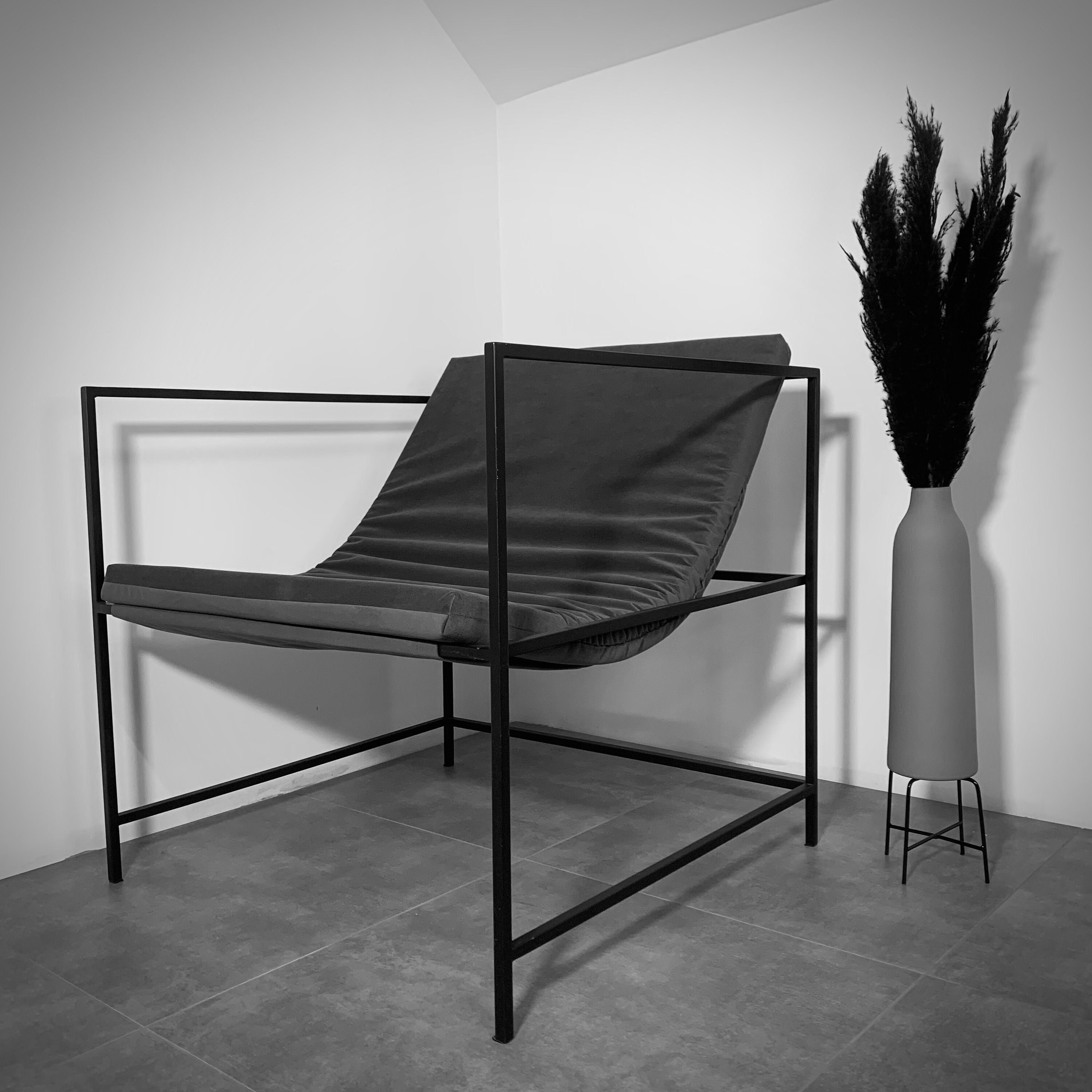 Modern Armchair in Loft Style With Velvet Seat Minimalist & - Etsy