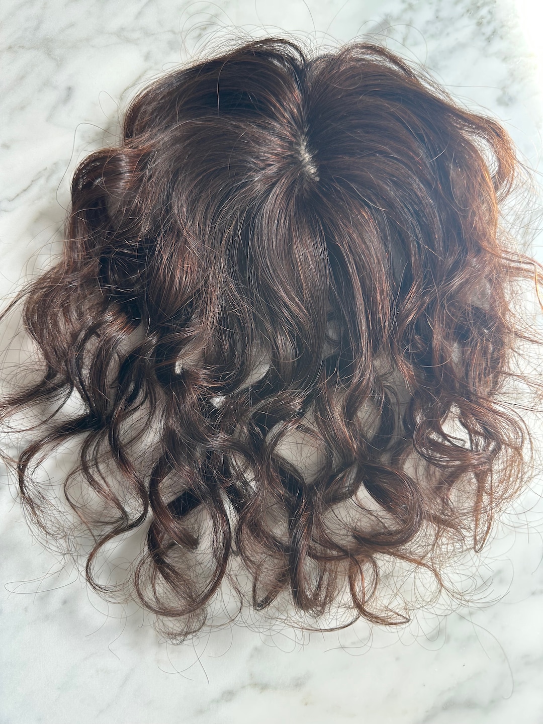 Lavia, Chocolate Brown Silk Based Real Human Curly Mini Hair Topper ...