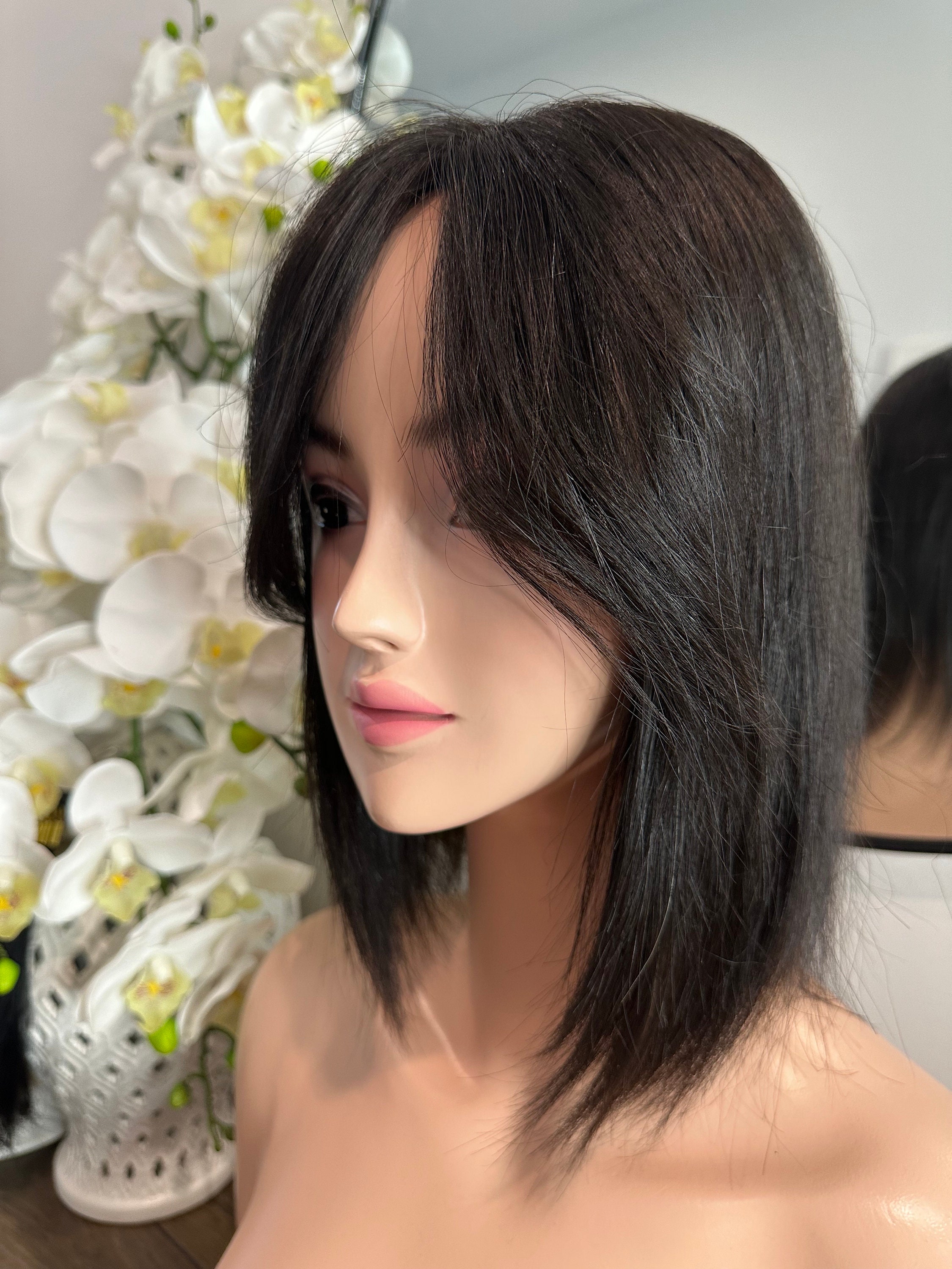 Lavia, Bob Style Topper With Curtain Bangs, Real Human Hair Topper ...