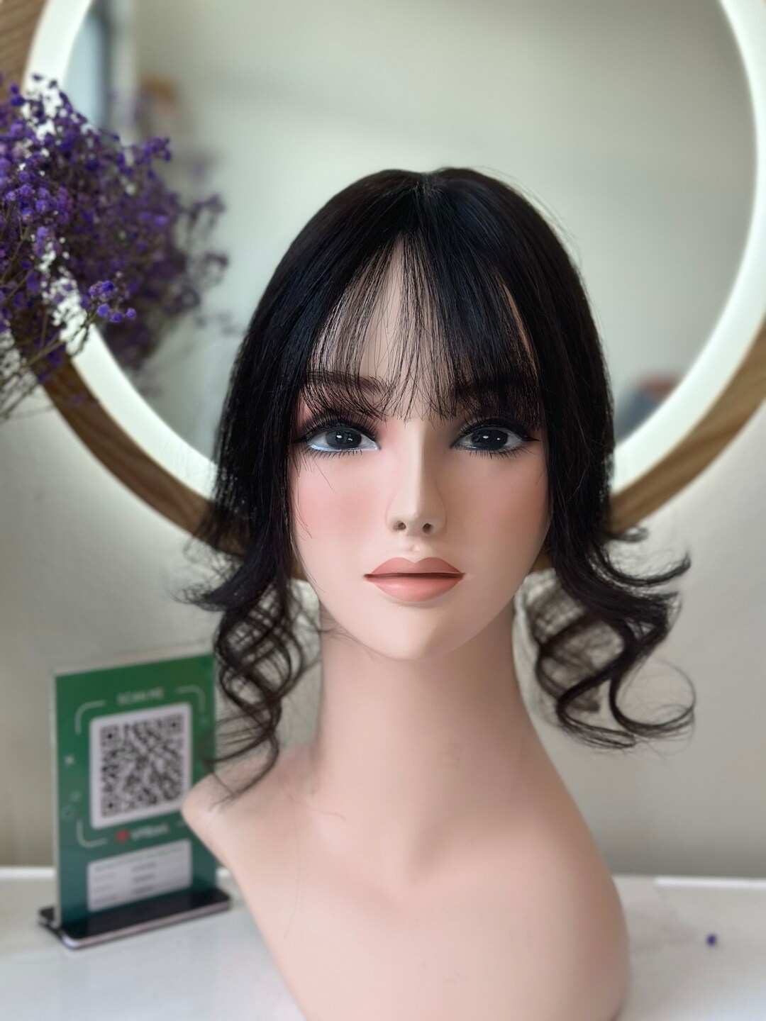 Lavia, 14 Inches (35cm) Silk Based Mini Hair Topper With Fringe, Real ...