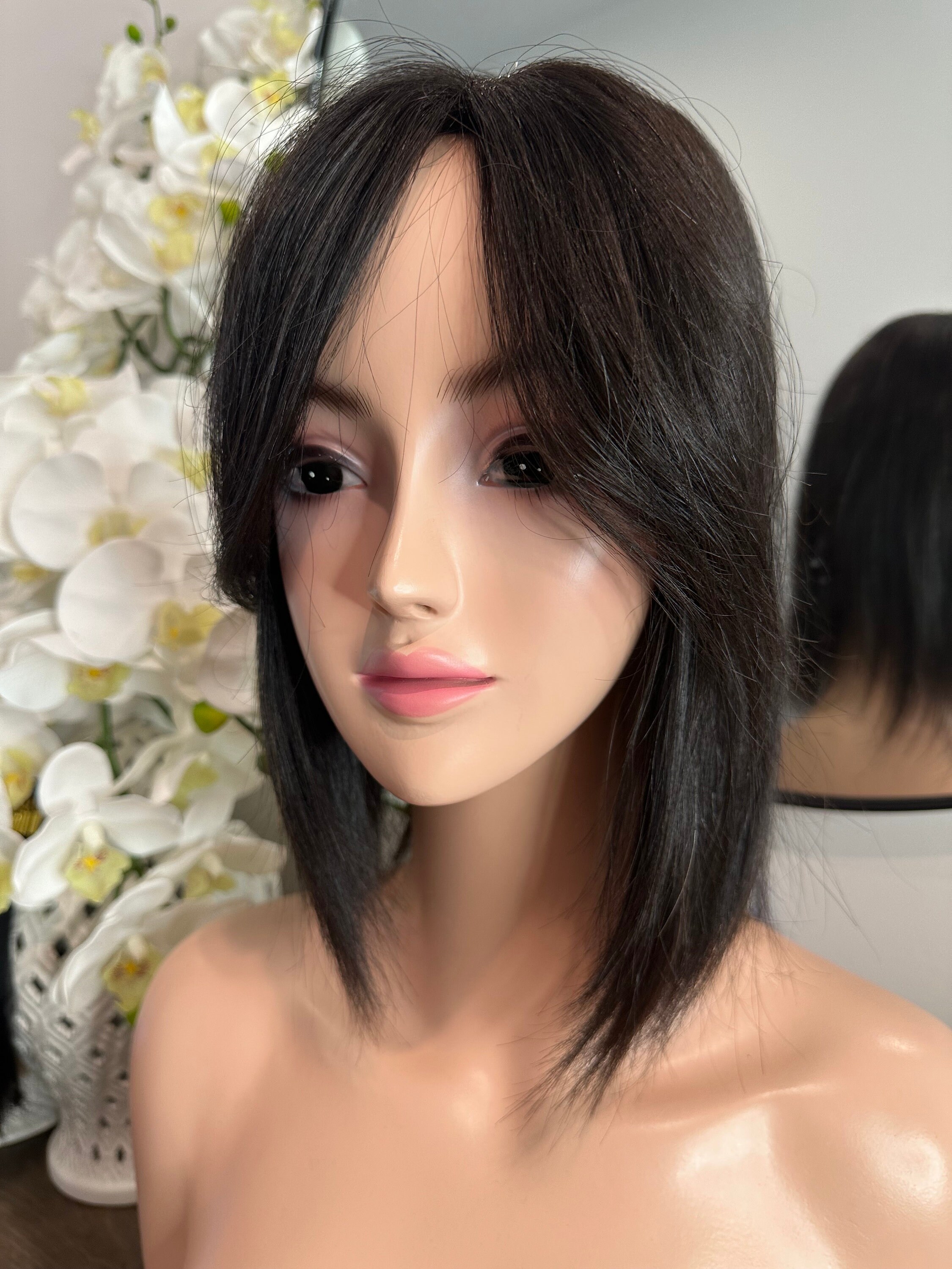 Lavia, Bob Style Topper With Curtain Bangs, Real Human Hair Topper ...