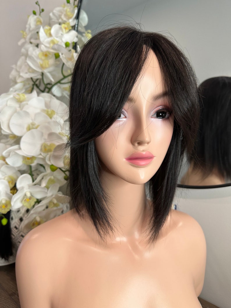 Lavia, Bob Style Topper With Curtain Bangs, Real Human Hair Topper ...