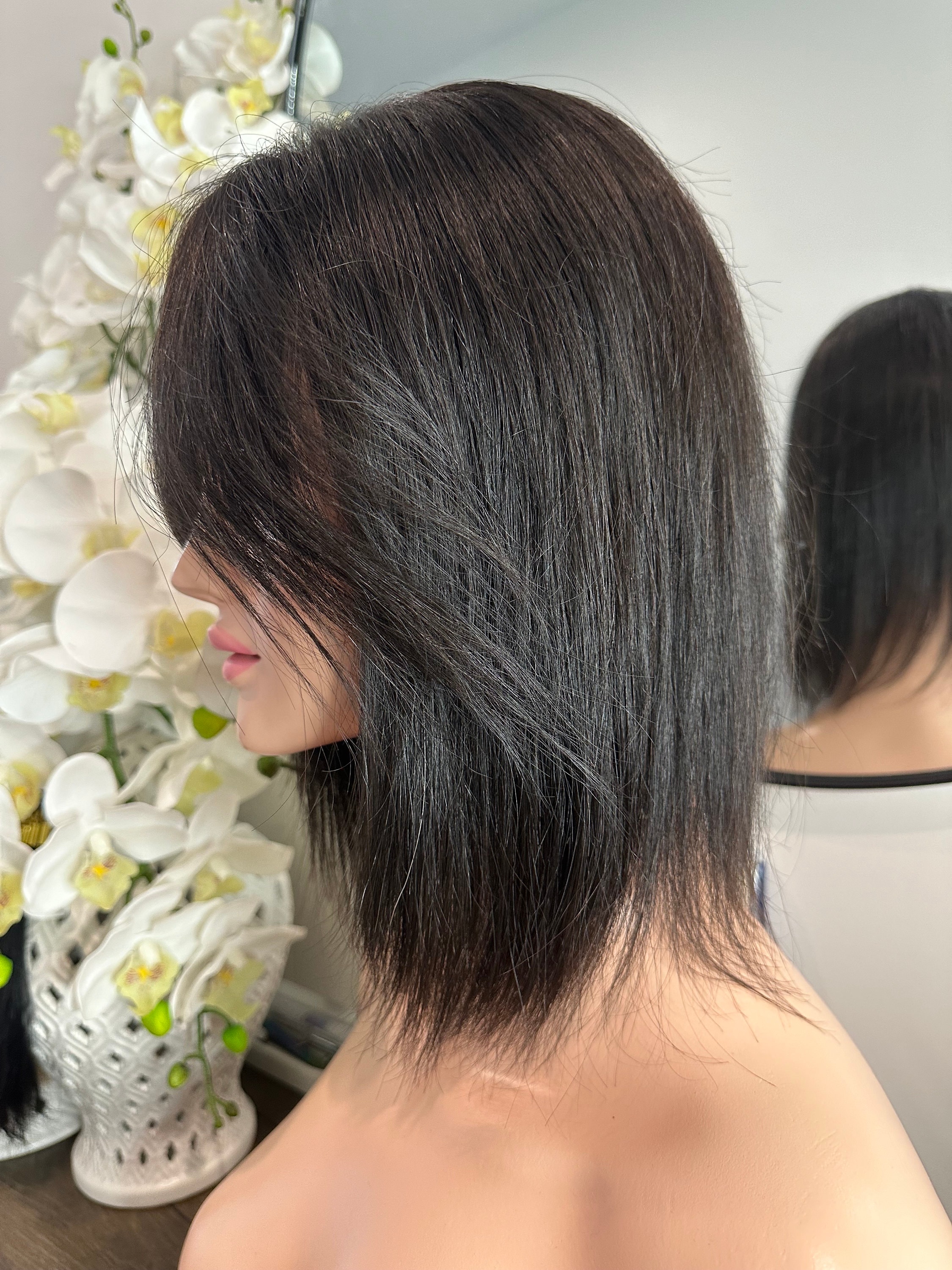 Lavia, Bob Style Topper With Curtain Bangs, Real Human Hair Topper ...