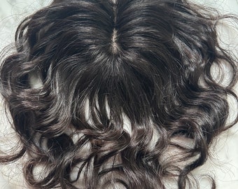 Lavia, Chocolate Brown Silk Based Real Human Curly Mini Hair Topper ...