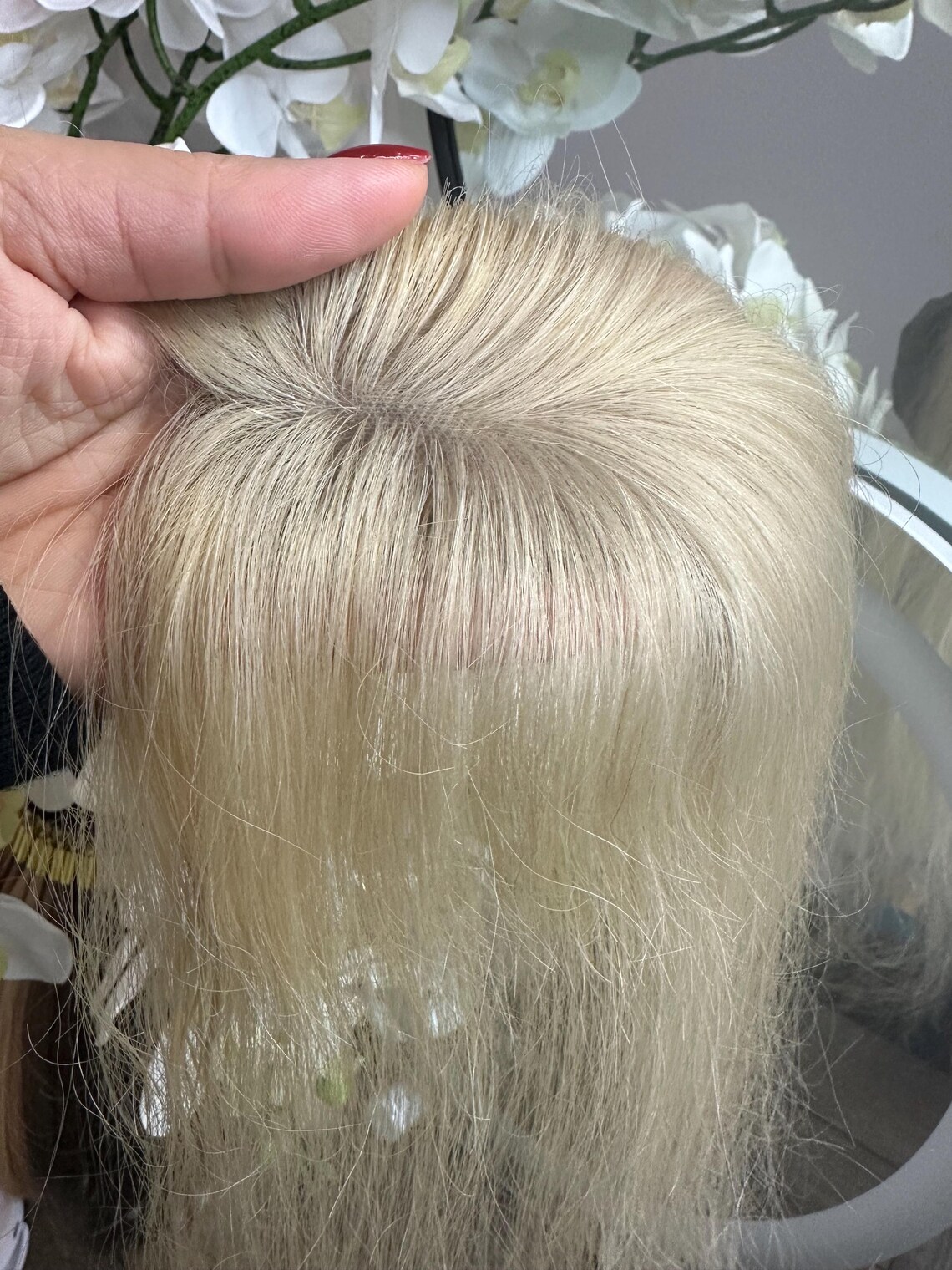Lavia, Pearl Blonde Pico Hair Topper, Full Handtied, Real Human Hair ...