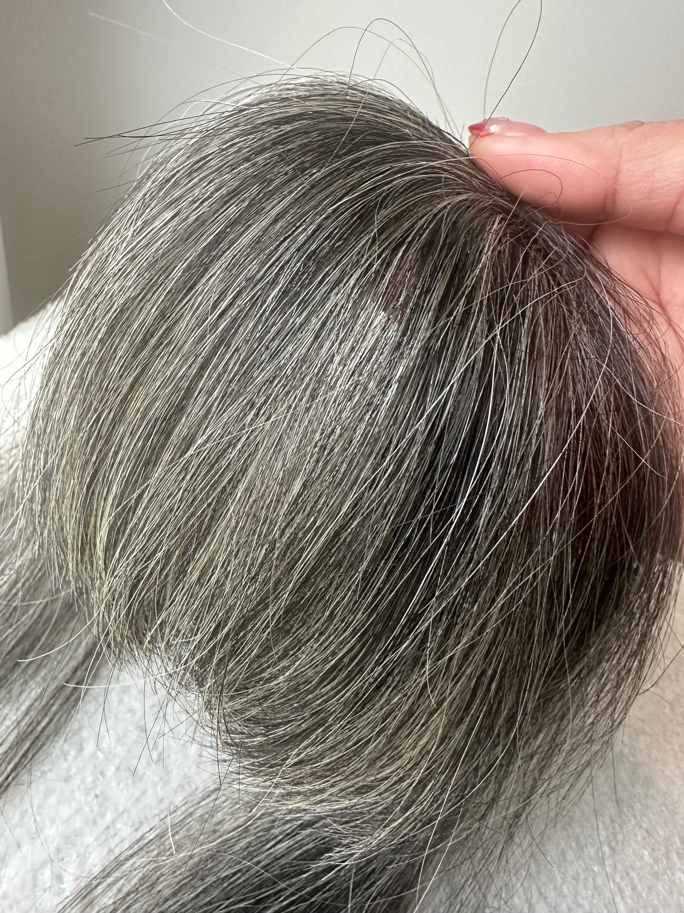 Lavia - Handmade Thick Salt and Pepper Front Hair Bangs, Real Human ...