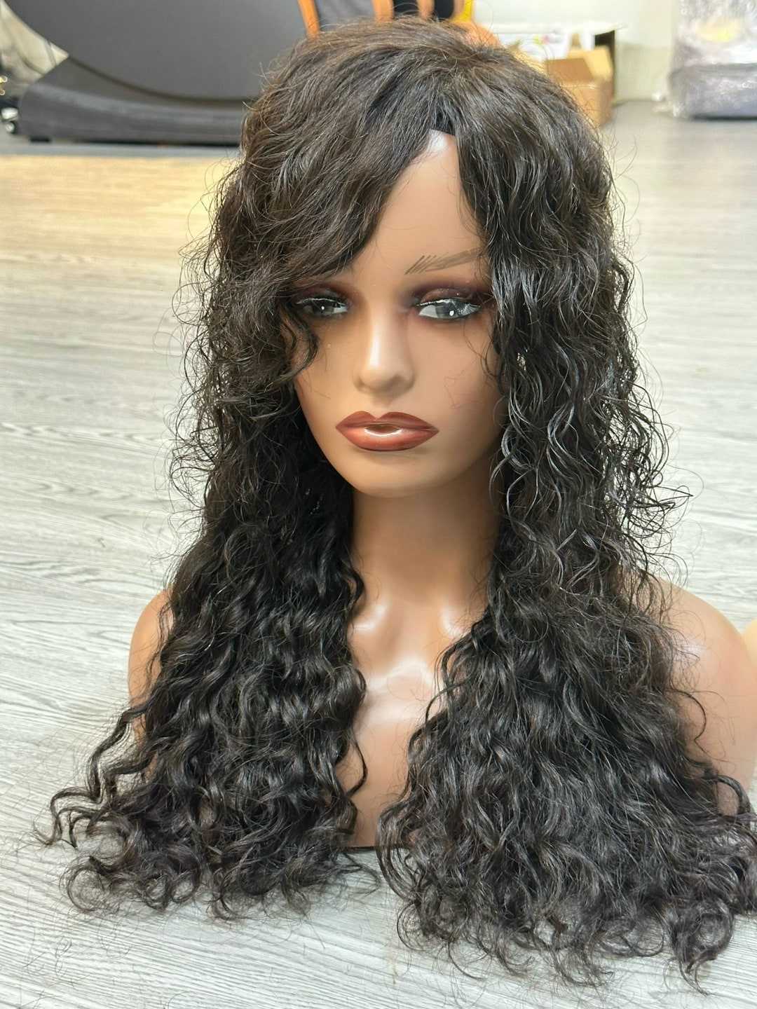 Lavia, Half Head Topper, Natural Black Human Hair Silk Based Deep Wavy ...
