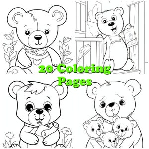 Cuddly Cute Bear Coloring Pages, Colouring Sheets, Adorable Bear ...