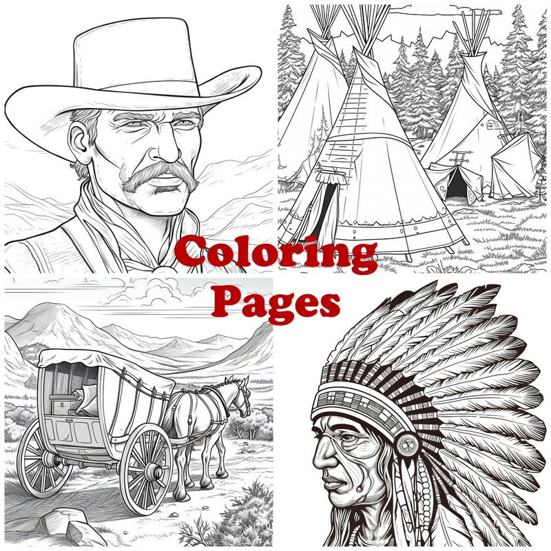 Western Coloring Sheets - Etsy