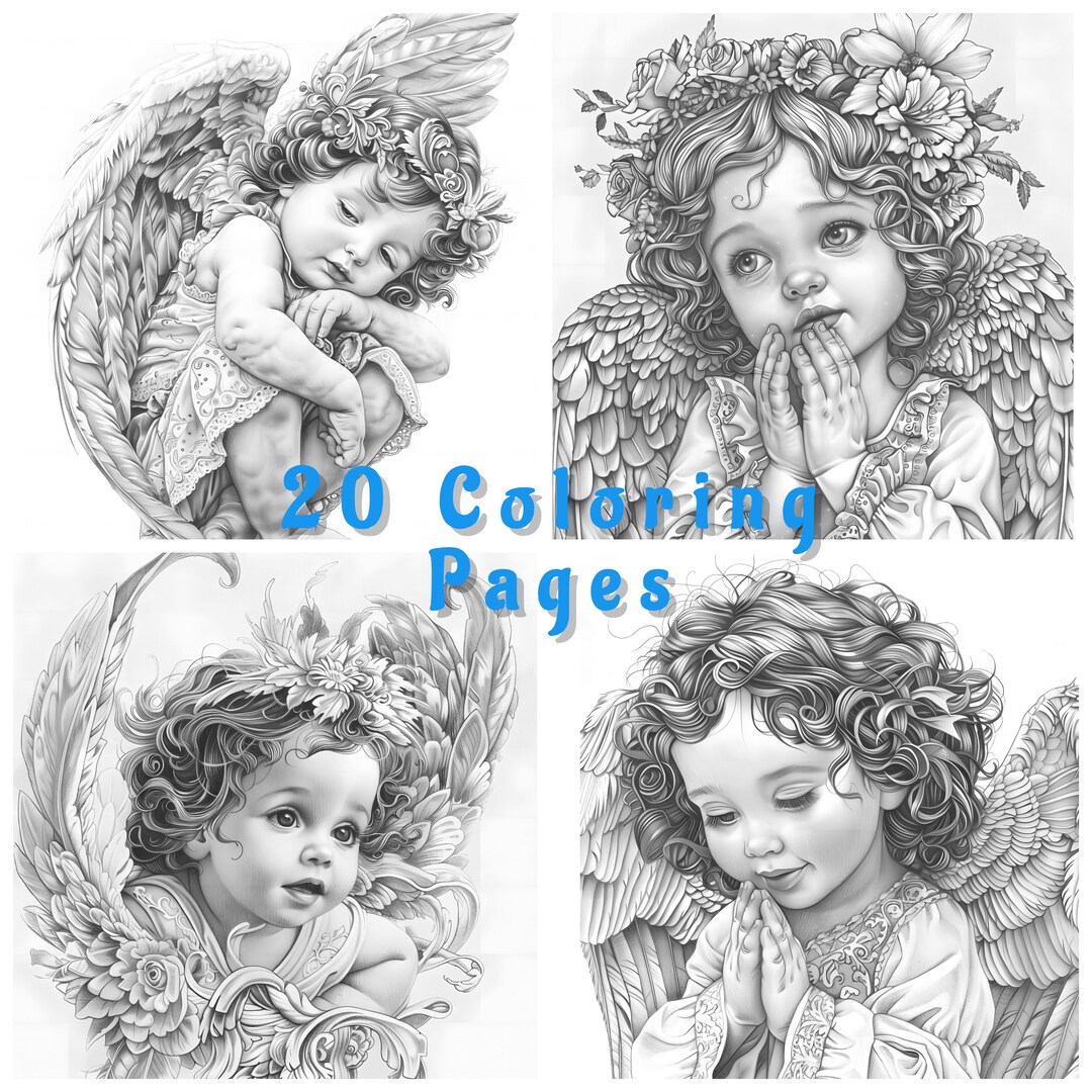 Angel Baby 2 Coloring Pages, Angel Baby Grayscale Coloring Sheets ...
