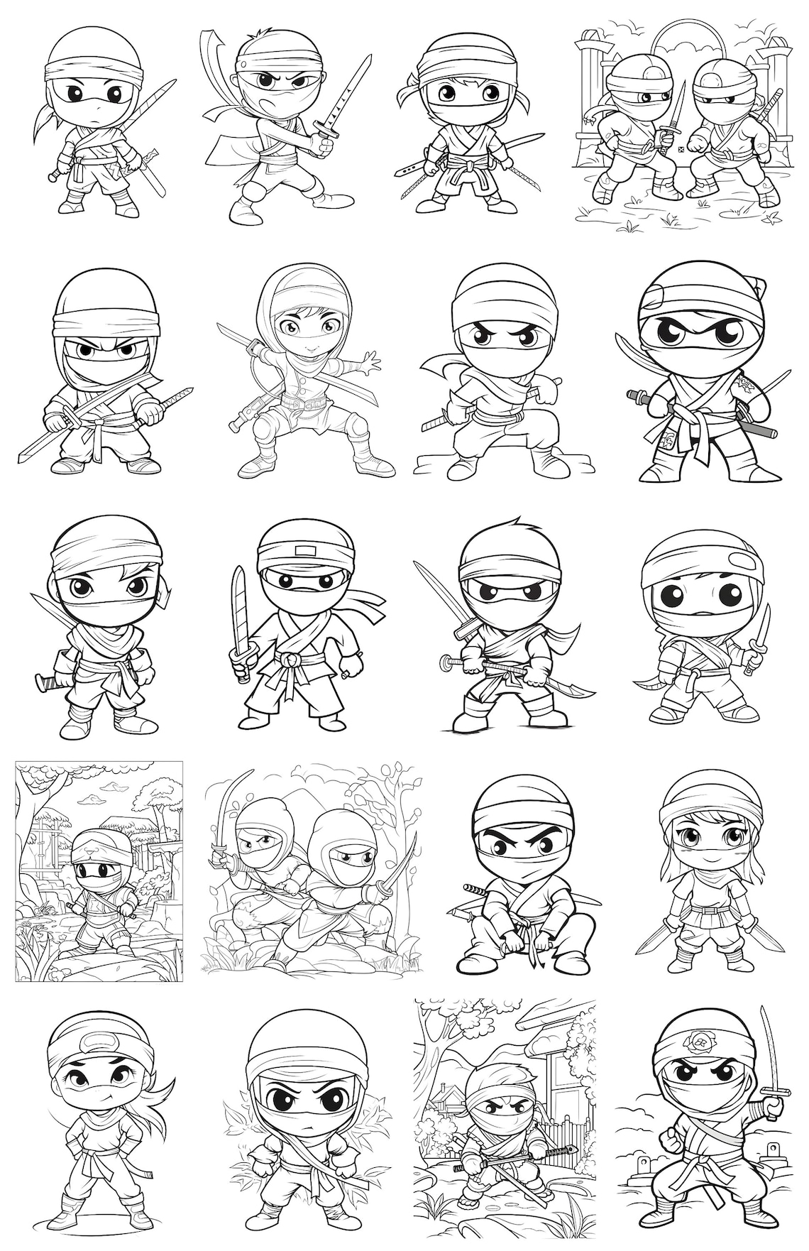 Little Ninja Coloring Pages, Cute Ninja Coloring Sheets, Ninja Coloring ...