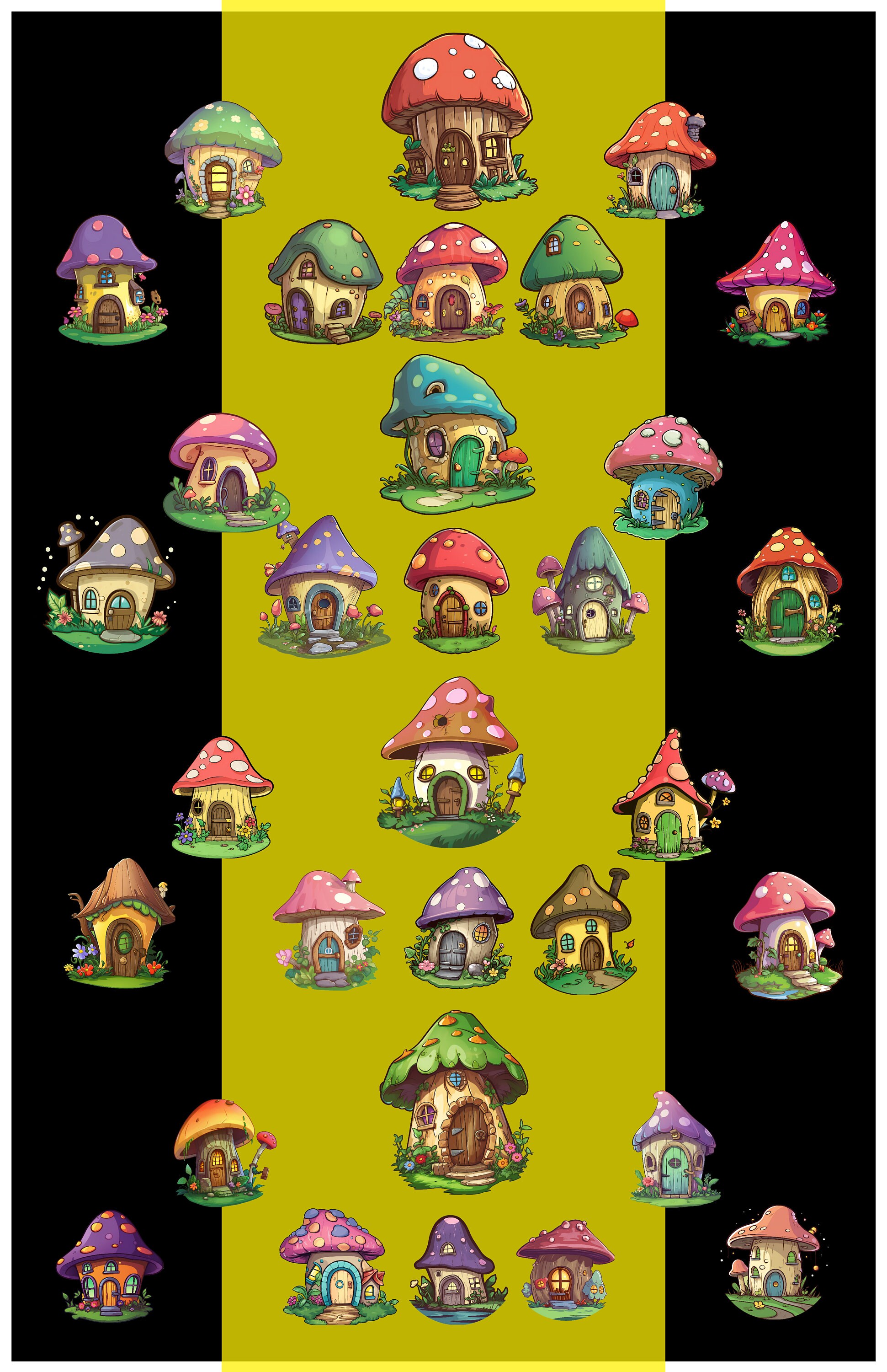 Fairy Mushroom Home Clipart, Fantasy Homestead, Printable, Scrapbooking ...